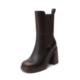 DREAM PAIRS Women's Retro Mid-Calf Chelsea Boots with Elastic Panel ...
