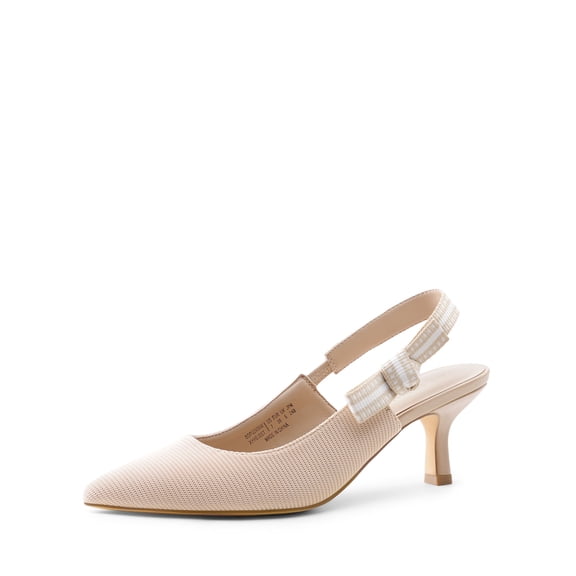 RONILURN Women's Kitten Heels Slingback Low Heel Bow Dress Shoes Closed ...