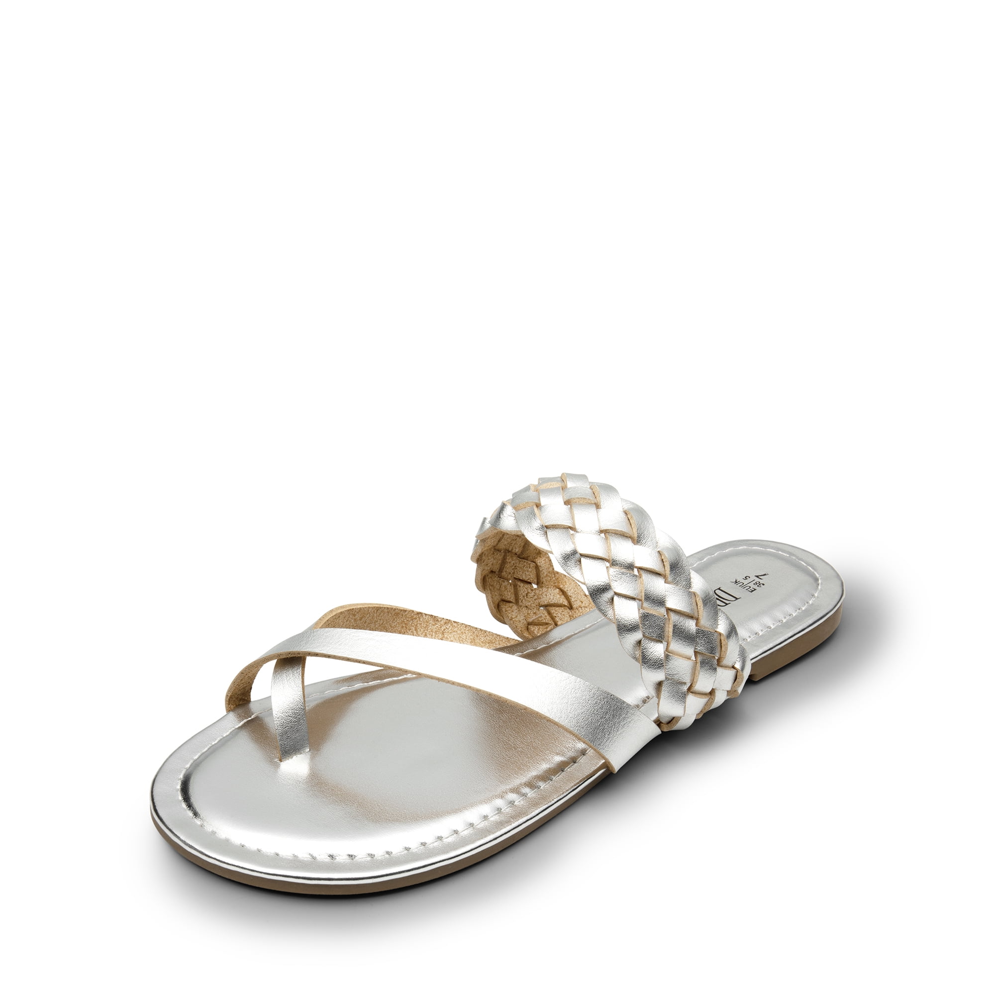 DREAM PAIRS Women's Slip On Leather Braided Flip Flops Casual Cross ...