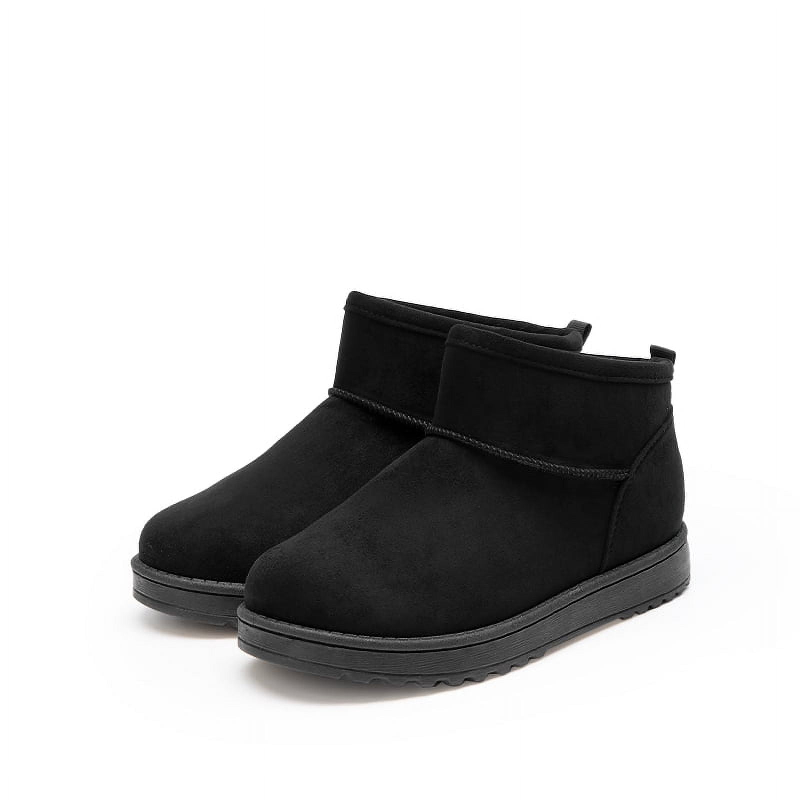 Dream Pairs Women's Slip On Winter Snow Boots, Black, Suede, Faux Fur ...