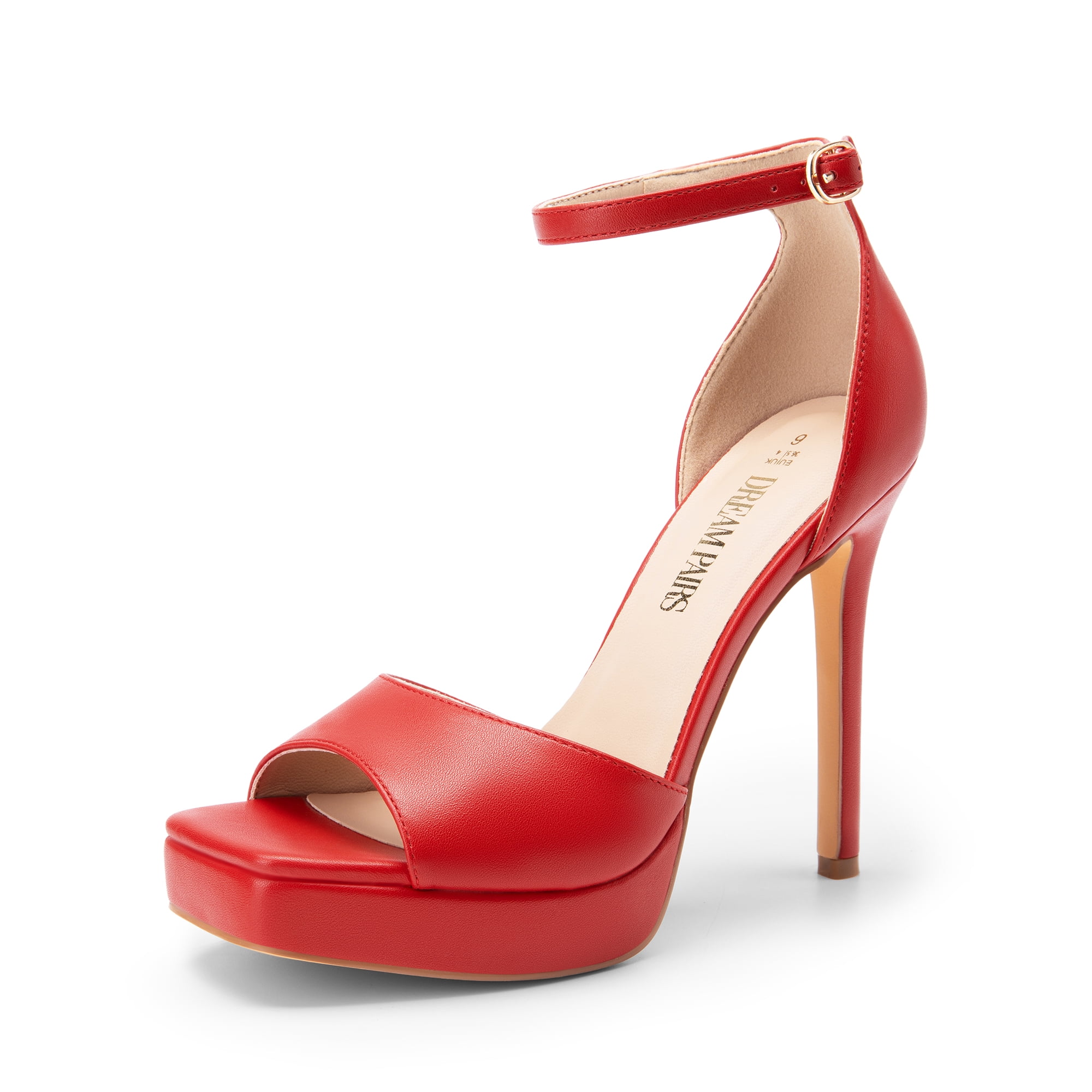 DREAM PAIRS Women's Stiletto High Heels Platform Ankle Strap Square ...