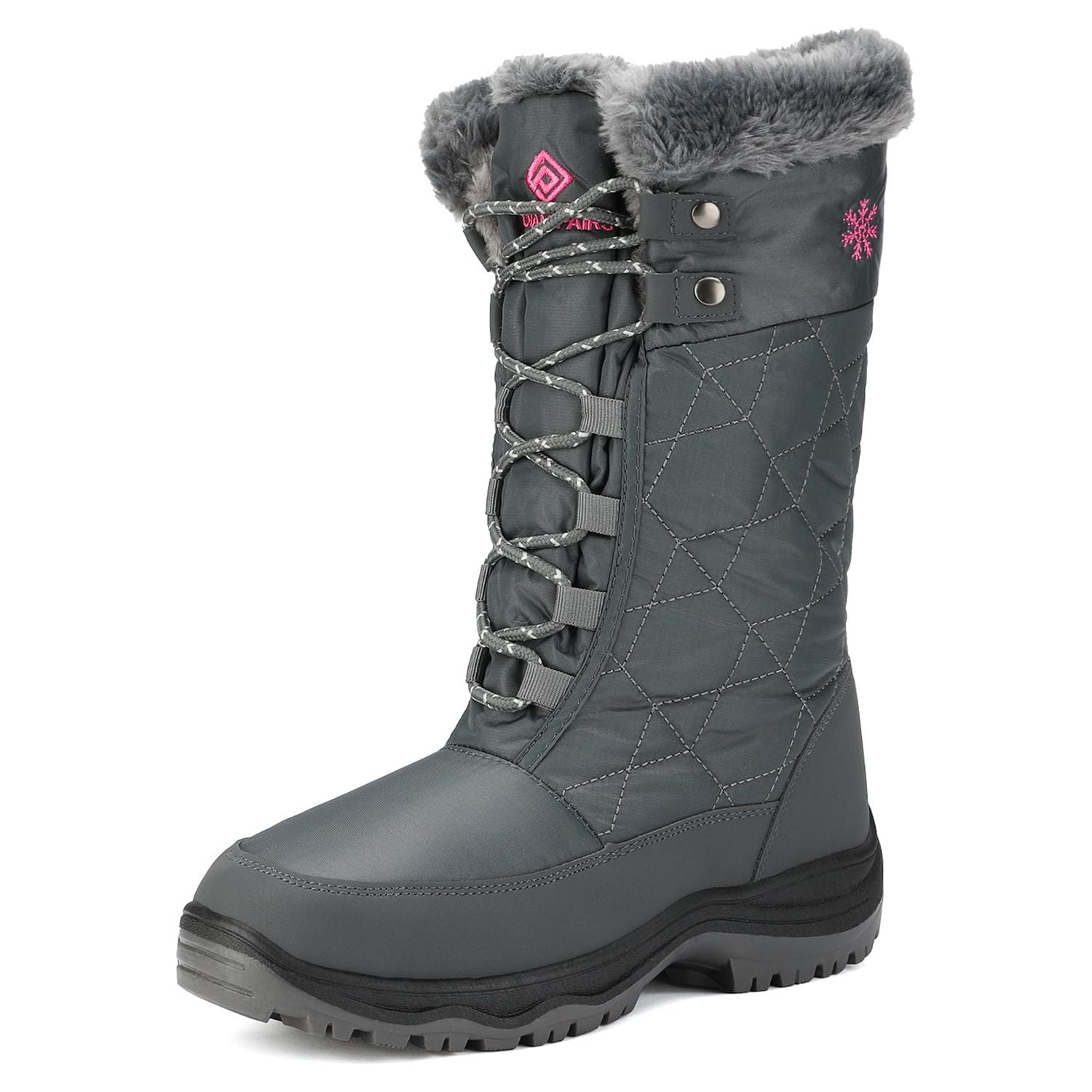 Dream Pairs Women's Grey Mid Calf Winter Snow Boots Size 11, Faux Fur ...