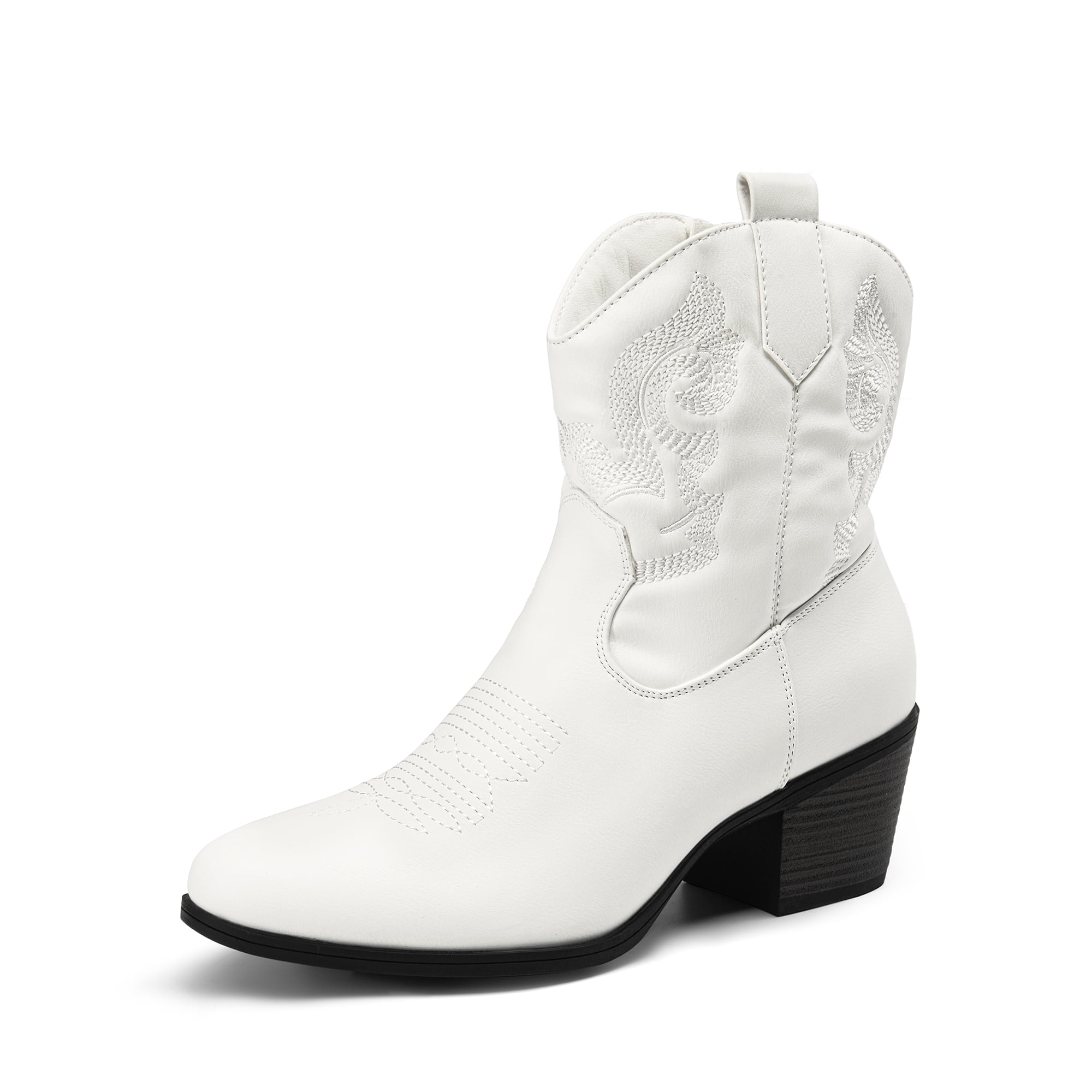 DREAM PAIRS Women's Western Cowboy Boots Low Chunky Heel Cowgirl ...