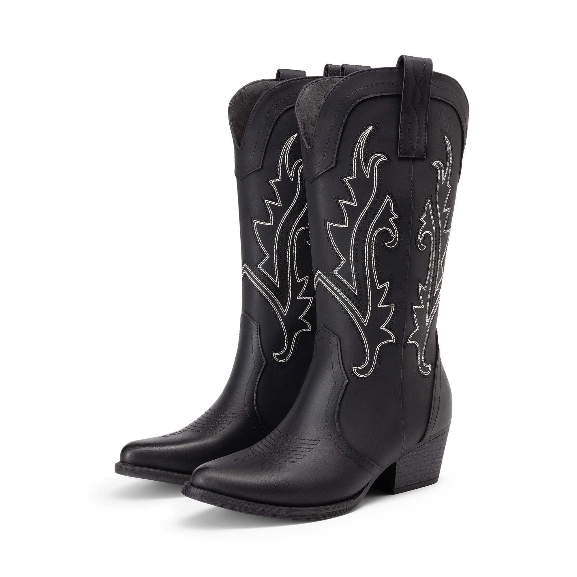 DREAM PAIRS Women's Western Cowboy Cowgirl Boots Square Toe Embroidery ...