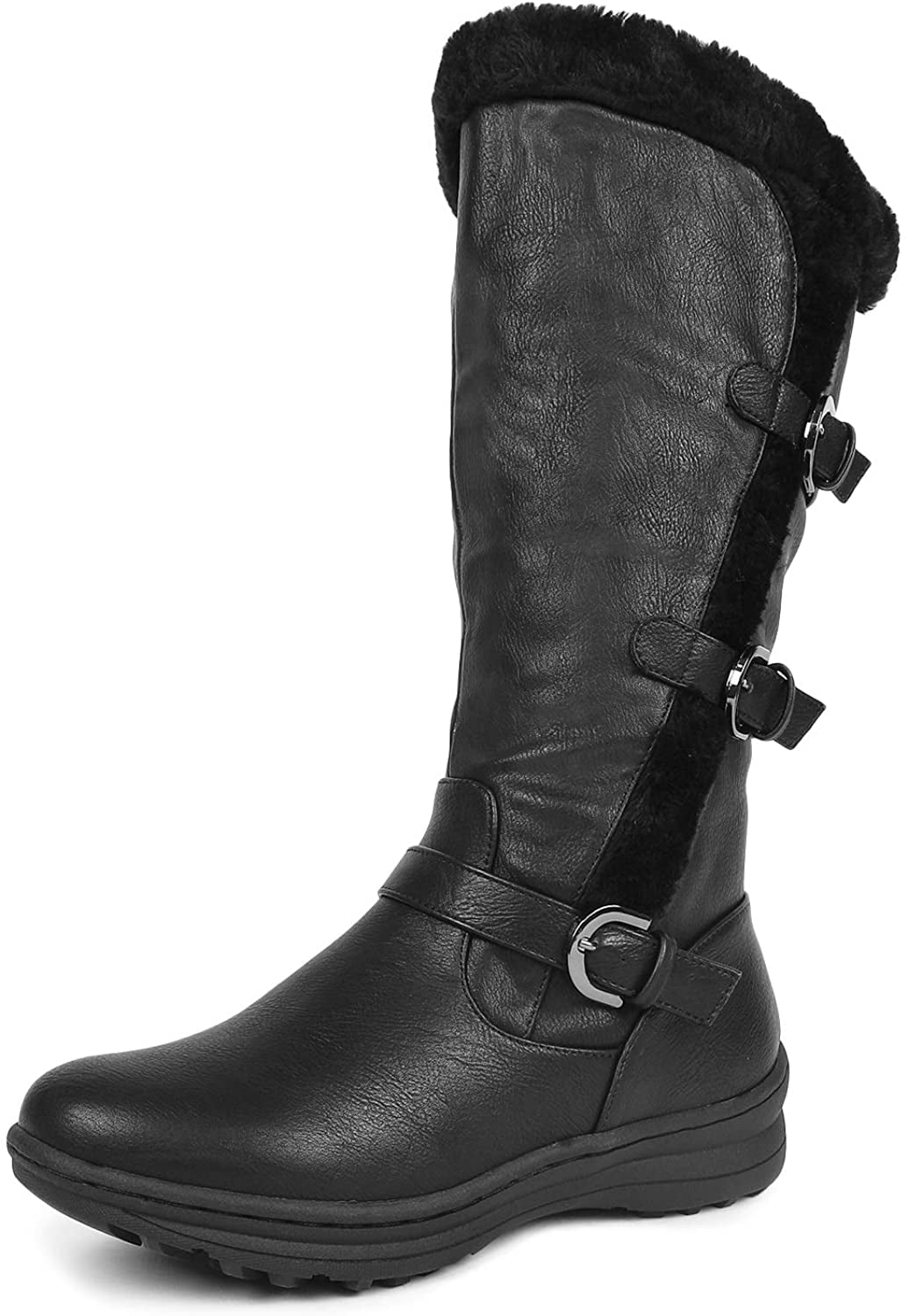 DREAM PAIRS Women's Winter Fully Faux Lined Zipper Closure Snow Knee ...