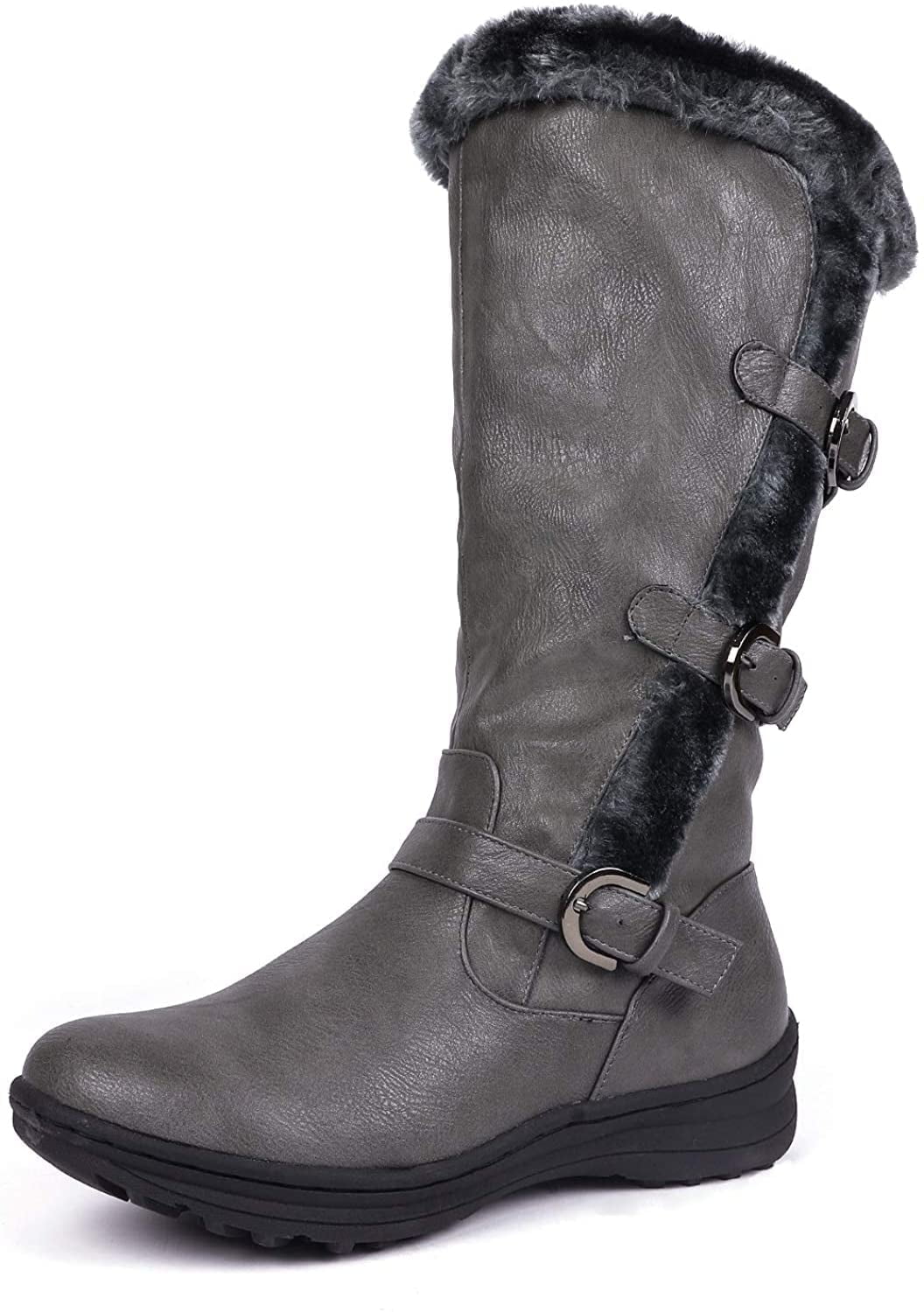 DREAM PAIRS Women's Winter Fully Faux Lined Zipper Closure Snow Knee ...