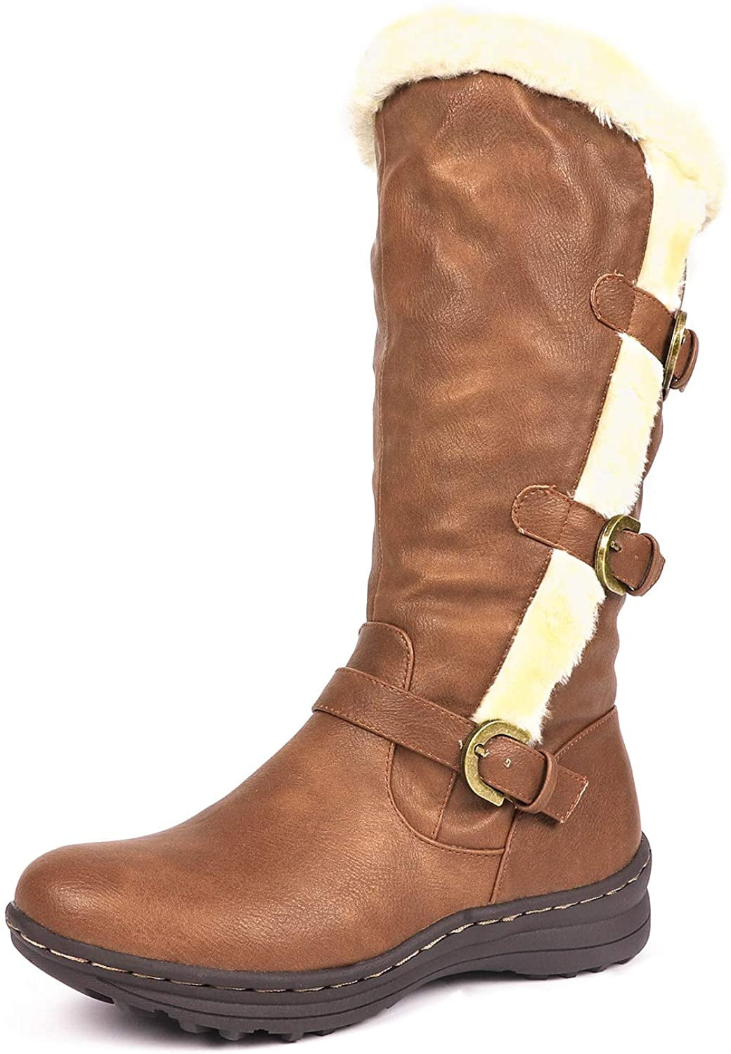 DREAM PAIRS Women's Winter Fully Faux Lined Zipper Closure Snow Knee ...