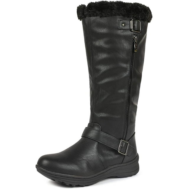 DREAM PAIRS Women's Winter Fully Faux-Lined Zipper Closure Snow Knee ...