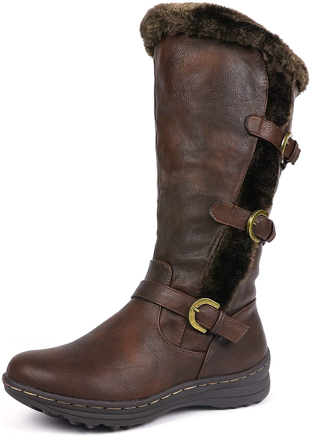 DREAM PAIRS Women's Winter Fully Faux Lined Zipper Closure Snow Knee ...