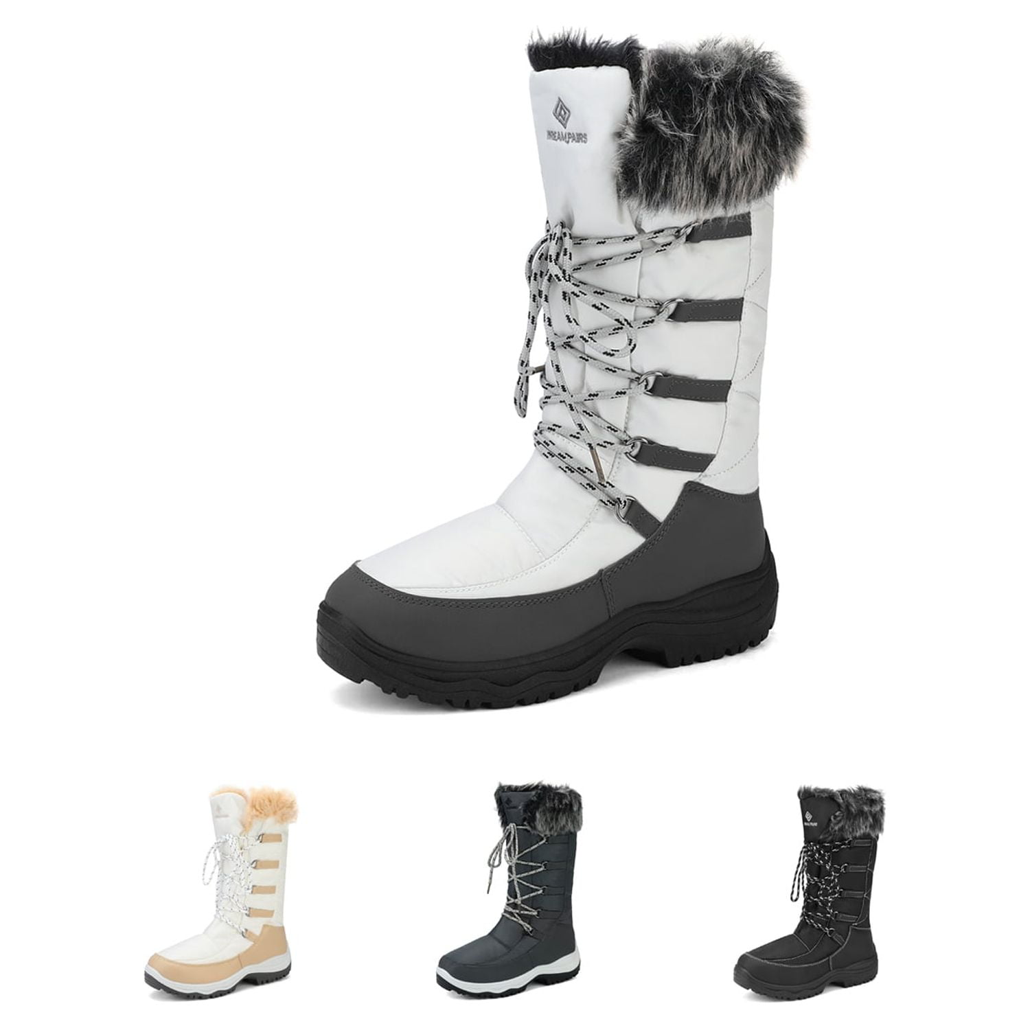 DREAM PAIRS Women's Winter Waterproof Warm Faux Fur Mid Calf Snow Boots Outdoor Hiking Boots ...