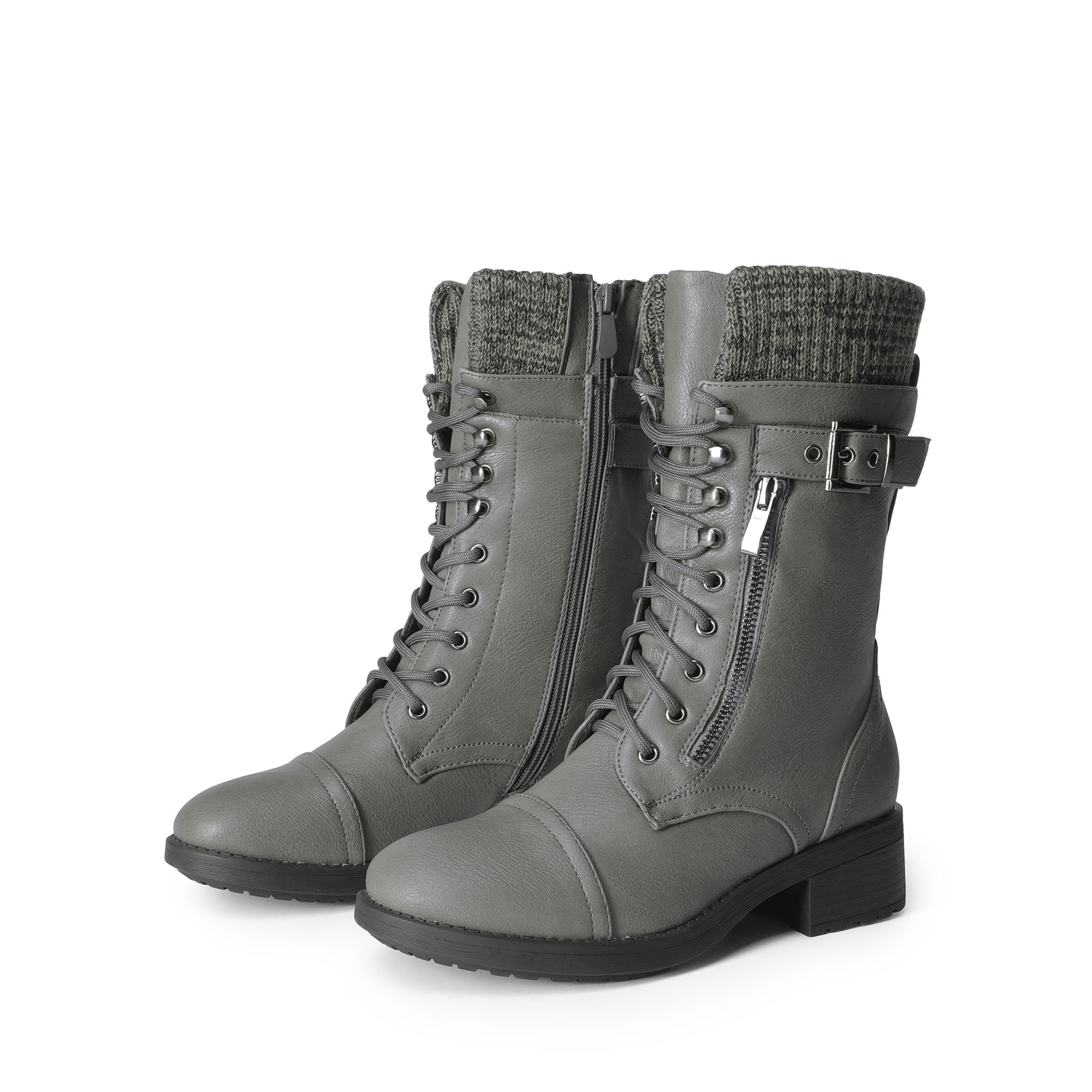 DREAM PAIRS Womens Ankle Booties Lace Up Mid Calf Military Combat Boots AMAZON GREY Size 10 ...