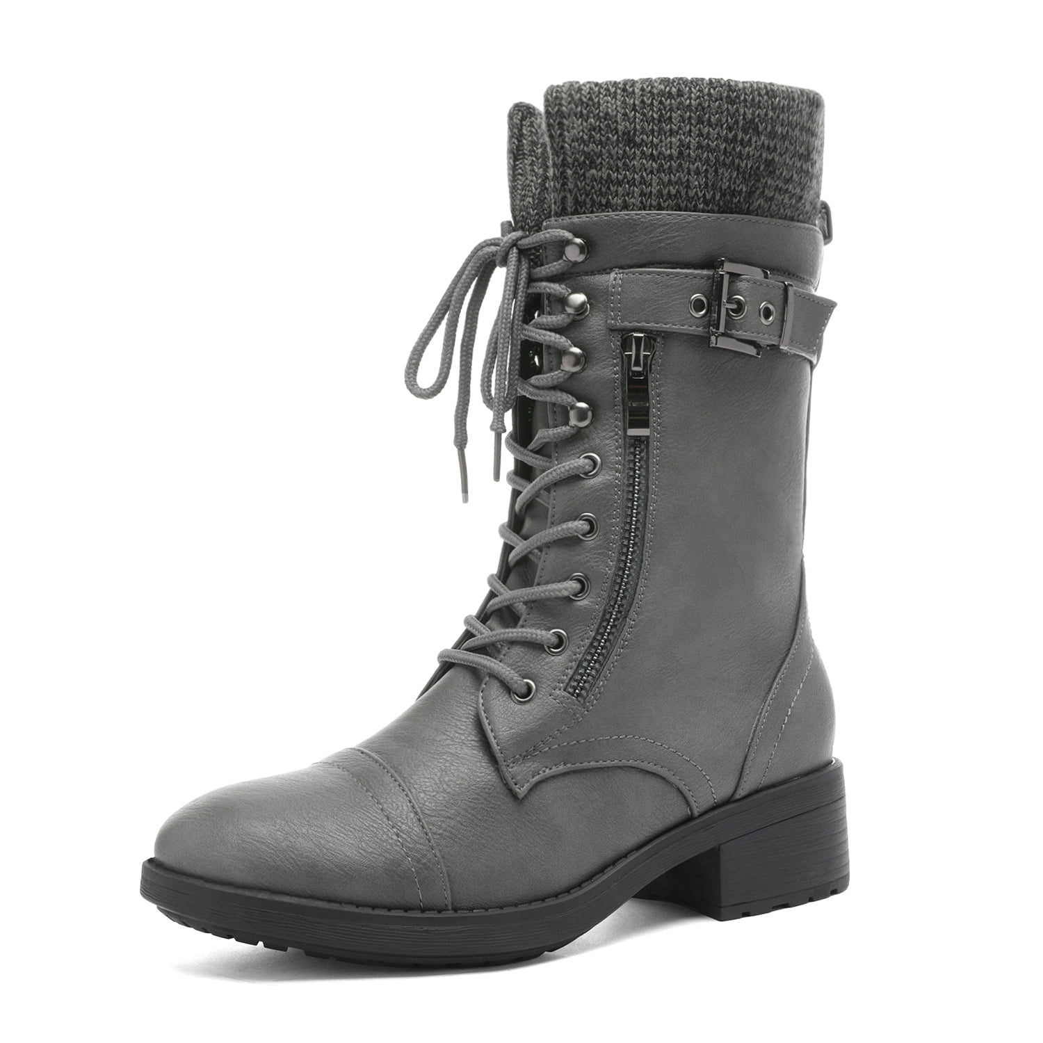 DREAM PAIRS Womens Ankle Booties Lace Up Mid Calf Military Combat Boots AMAZON GREY Size 9.5 ...