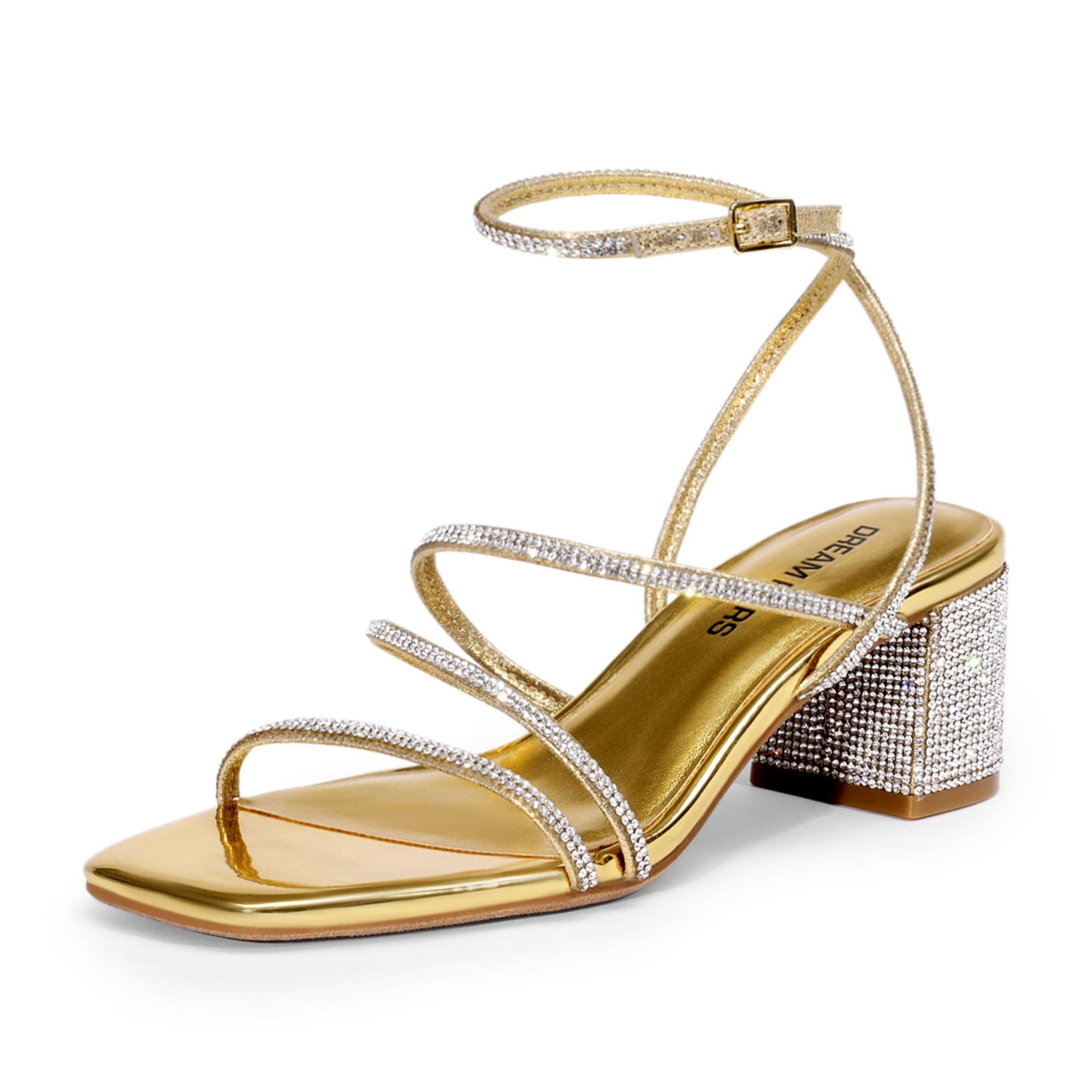 DREAM PAIRS Womens Block Heels 2 inch Strappy Square Toe Dressy Chunky ...