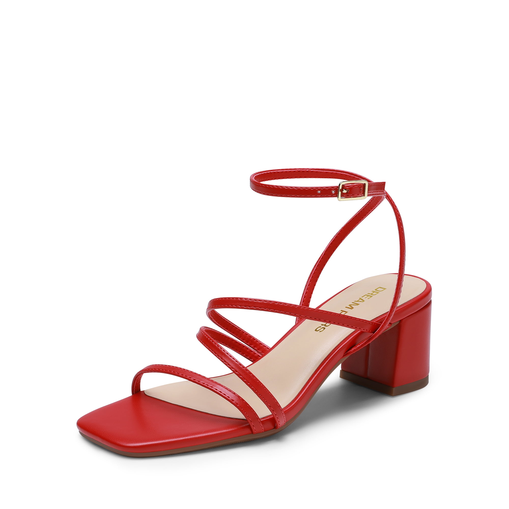 DREAM PAIRS Womens Block Heels 2 inch Strappy Square Toe Dressy Chunky ...