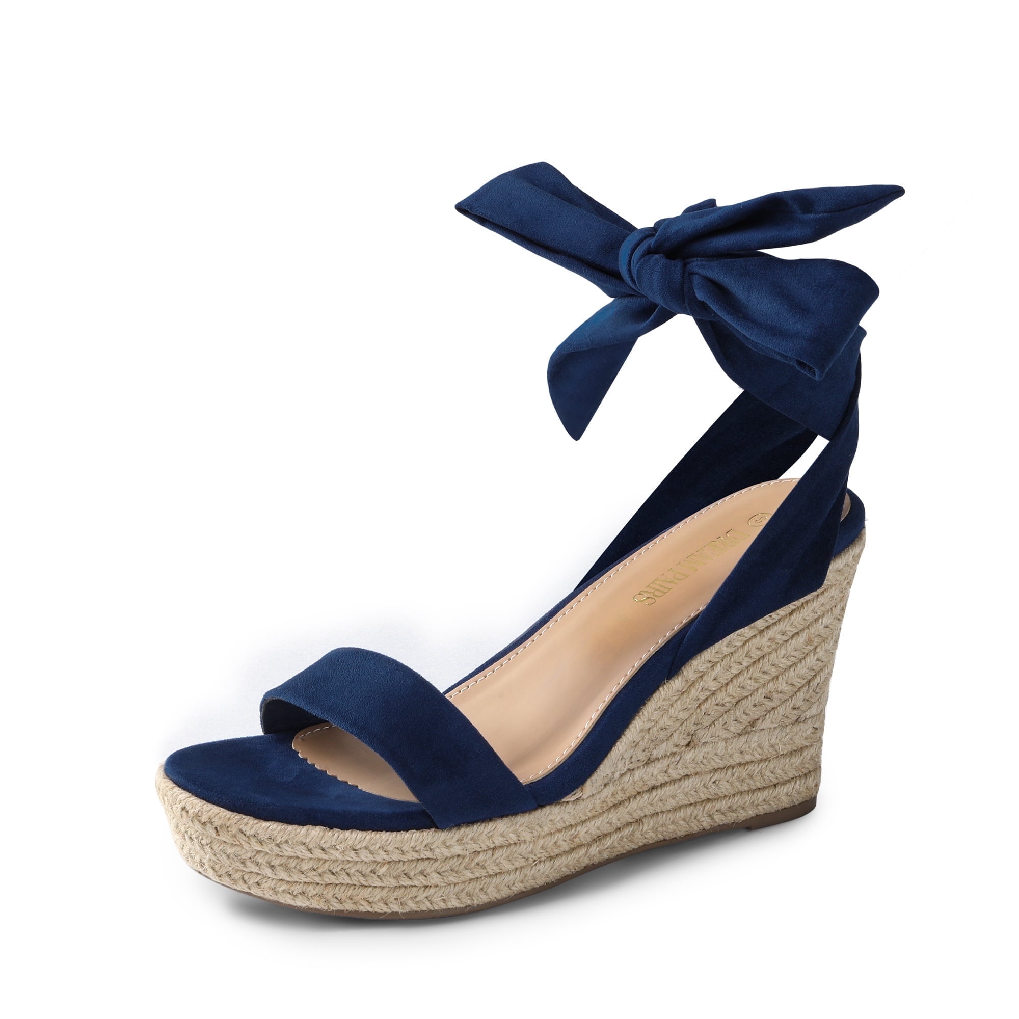 BURUDANI Womens Open Toe Espadrilles Wedges Tie Lace Up Cute Ankle ...