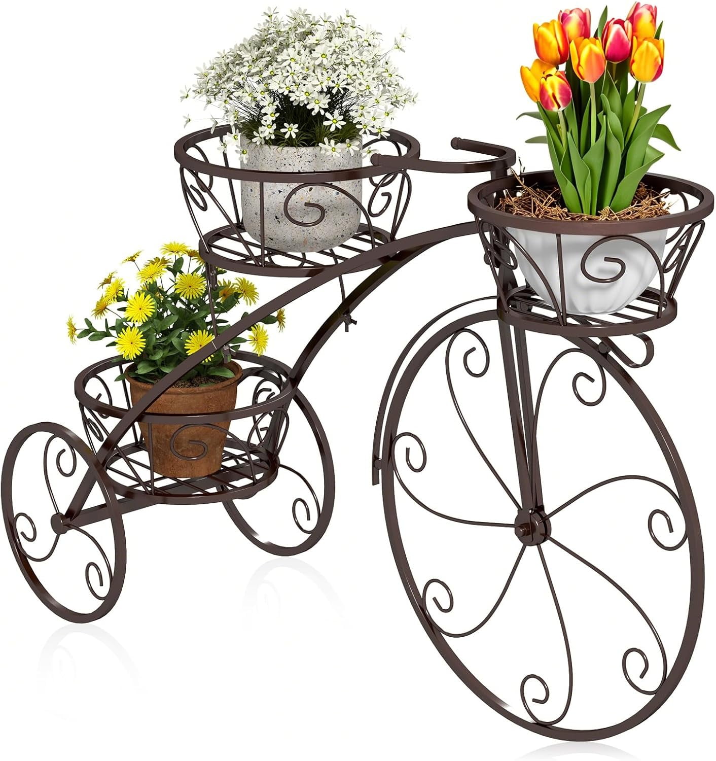 DREAMADE 3-tier Planter, Vintage Tricycle Plant Display Cart w ...