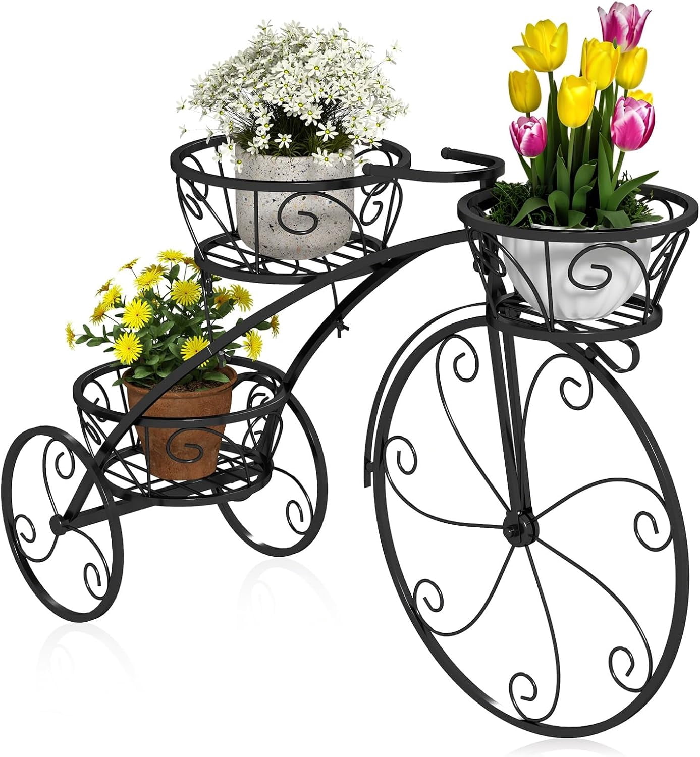 DREAMADE 3-tier Bicycle Planter, Vintage Tricycle Plant Display Cart w ...