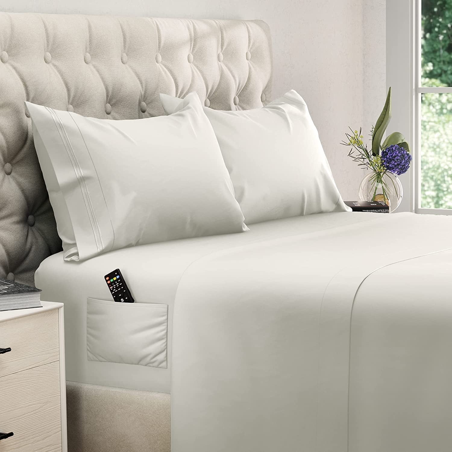 DREAMCARE Deep King Size Bed Sheets Set with Side Pocket - High-Quality ...