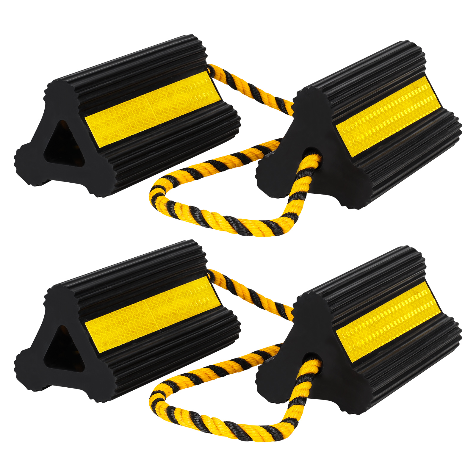 MaxxHaul 80681 Solid Rubber Heavy Duty Wheel Chock with Eyebolt, 2 Pack ...