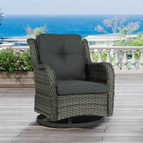 Gymax Outdoor Furniture Rocker: Wicker Rattan Patio Lawn Chair with ...