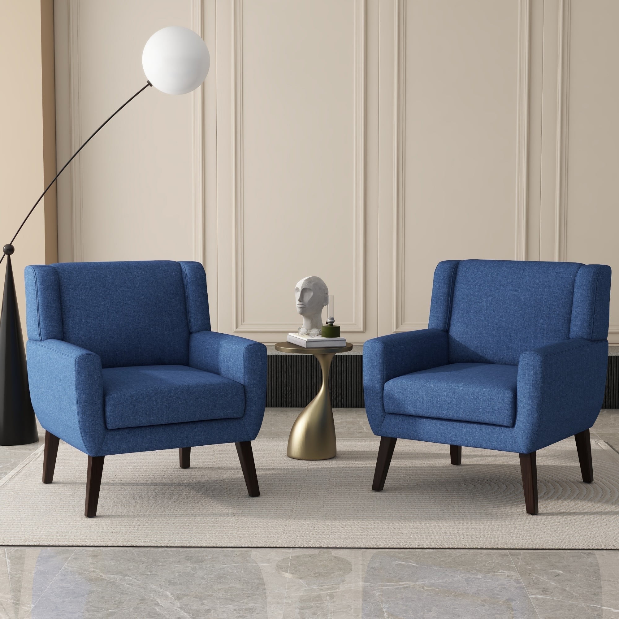 DREAMSIDEA Accent Chair Set of 2 Living Room Chair Linen Upholstered ...