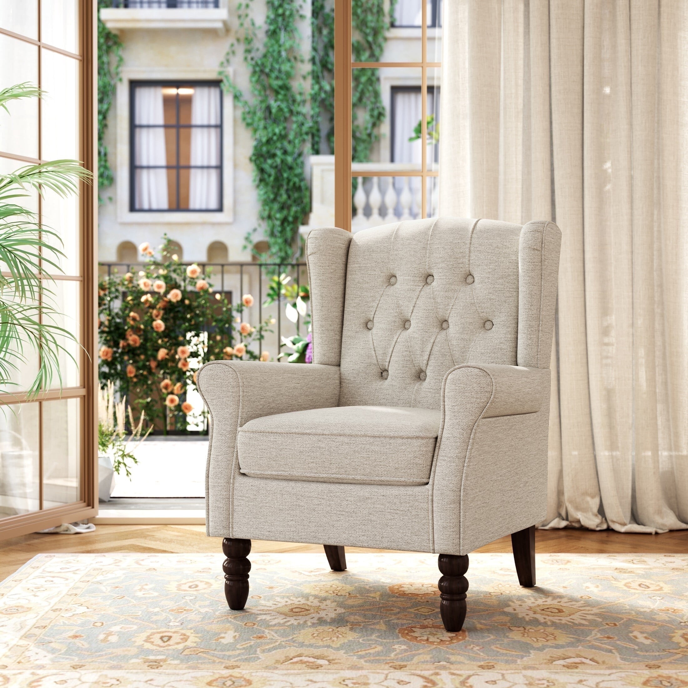 DREAMSIDEA Wingback Arm Chair,High Back Upholstered Accent Chair with ...