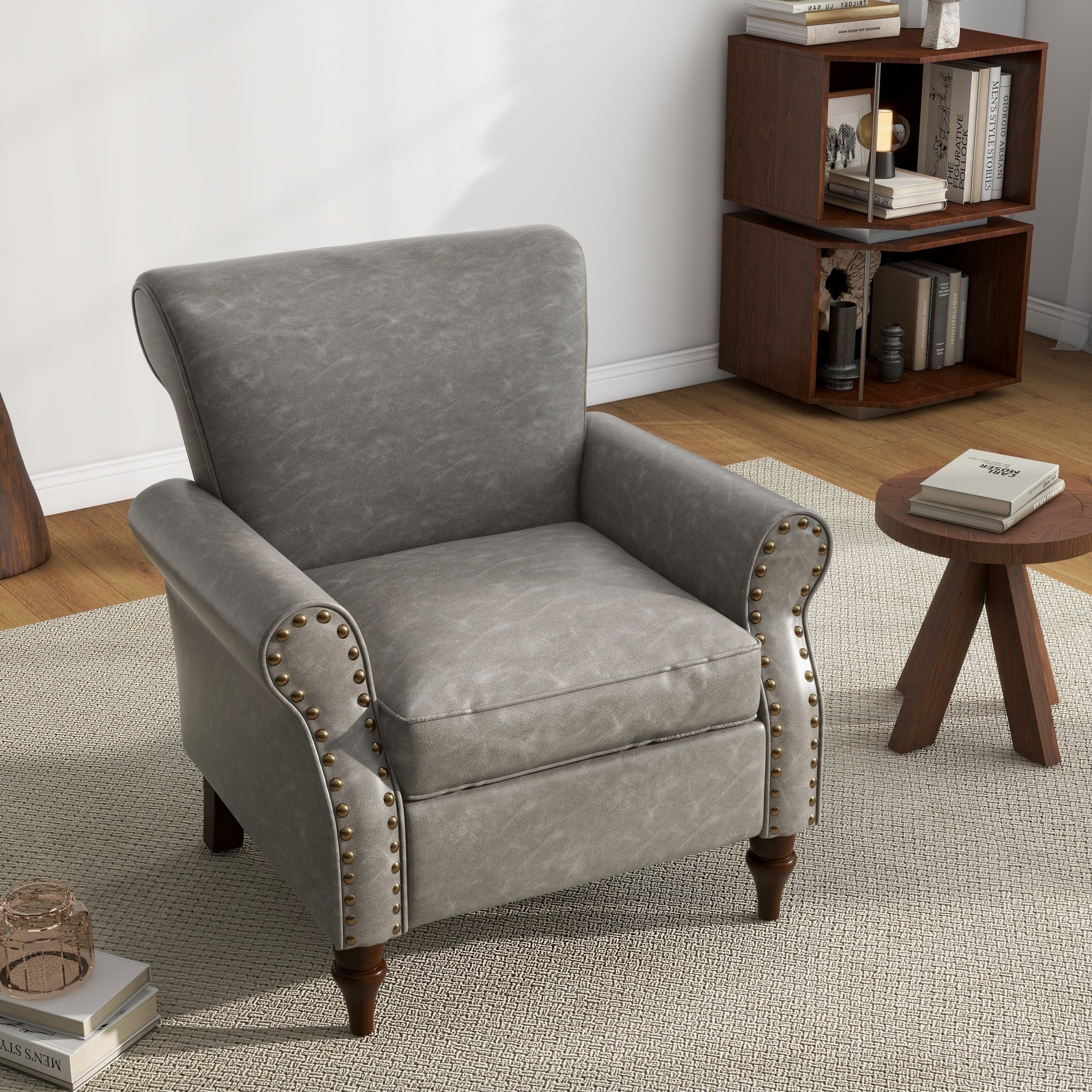 DREAMSIDEA Faux Leather Accent Chair for Living Room Upholstered ...