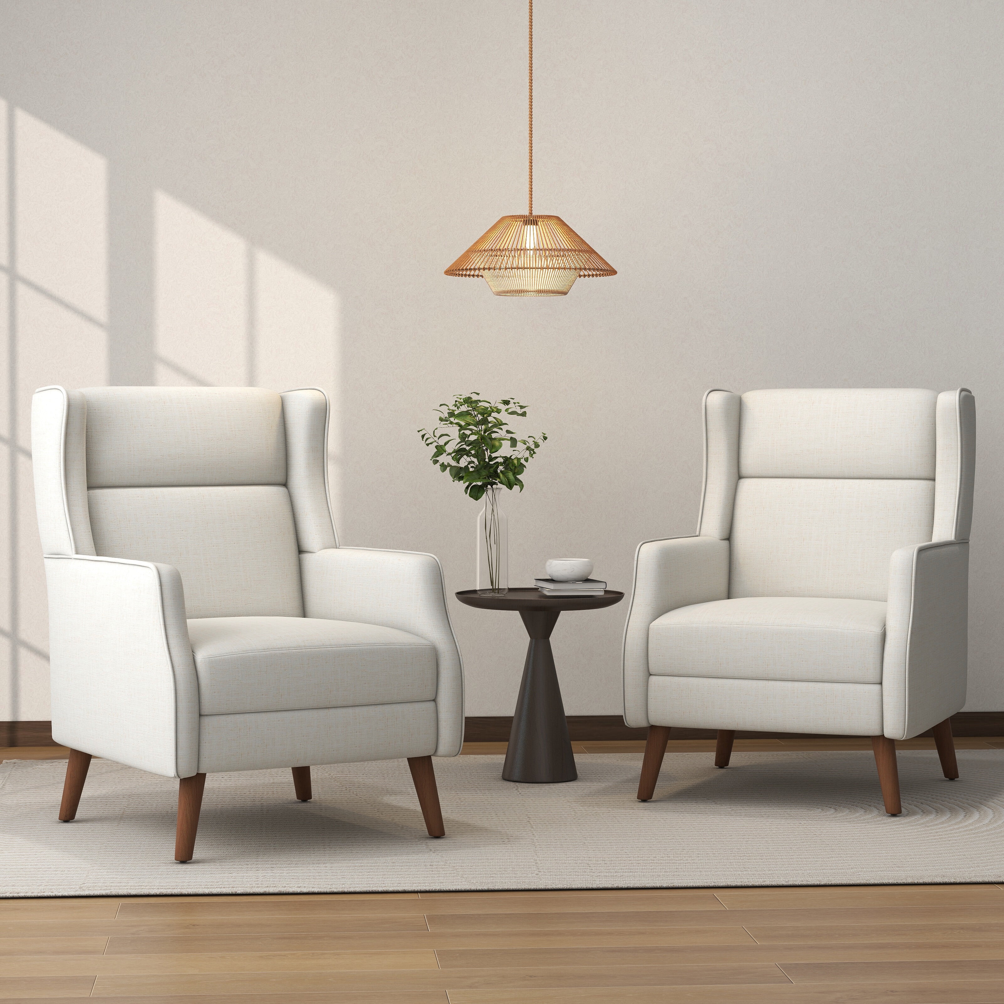 DREAMSIDEA High Back Accent Chairs Set of 2 for Living Room Wingback ...