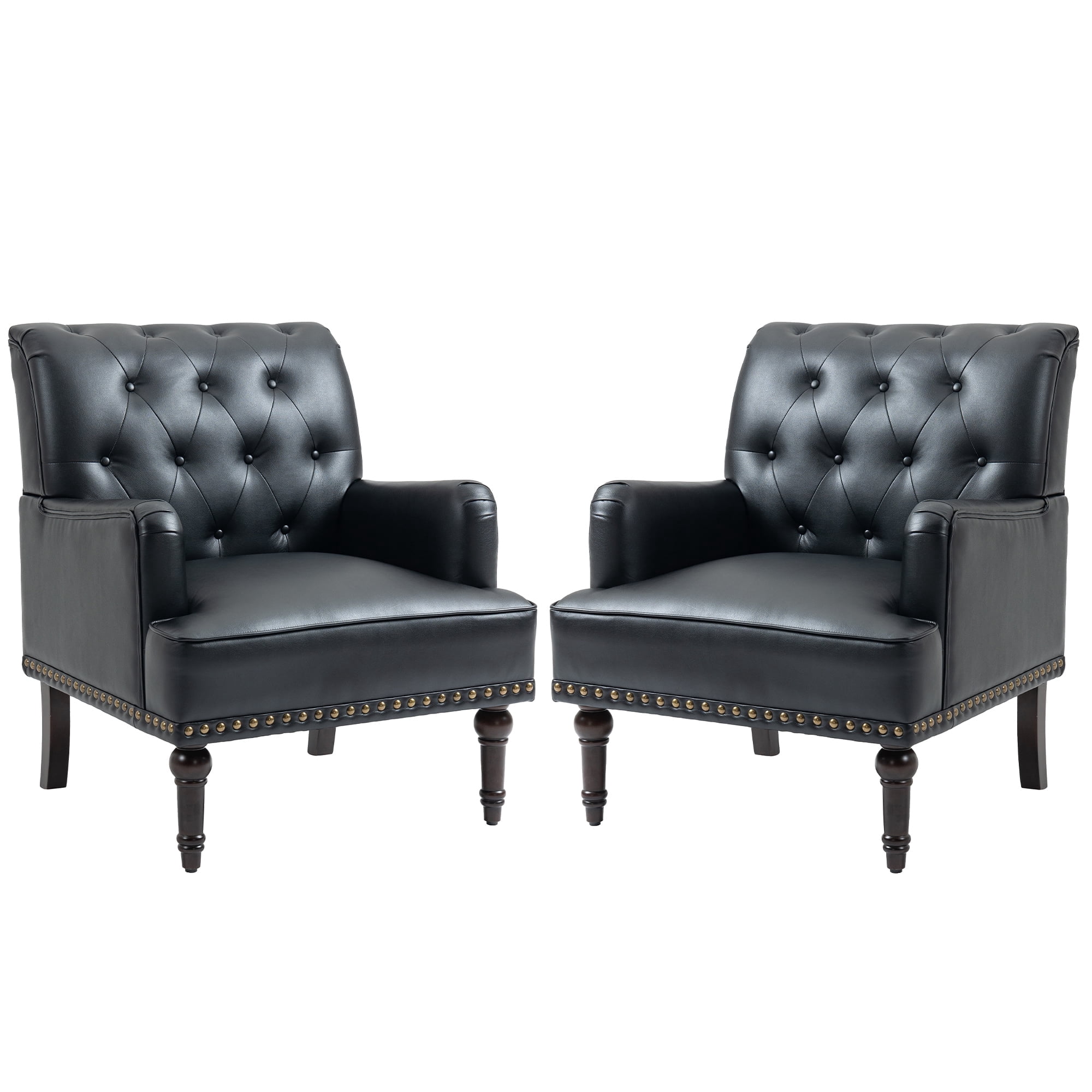 DREAMSIDEA Leather Accent Chairs Set of 2, Comfy Single Sofa Reading ...