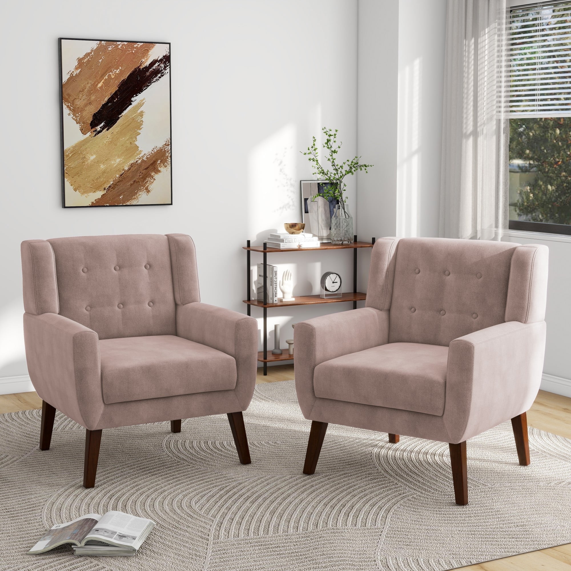 DREAMSIDEA Modern Button Tufted Accent Chair Set of 2 Upholstered ...