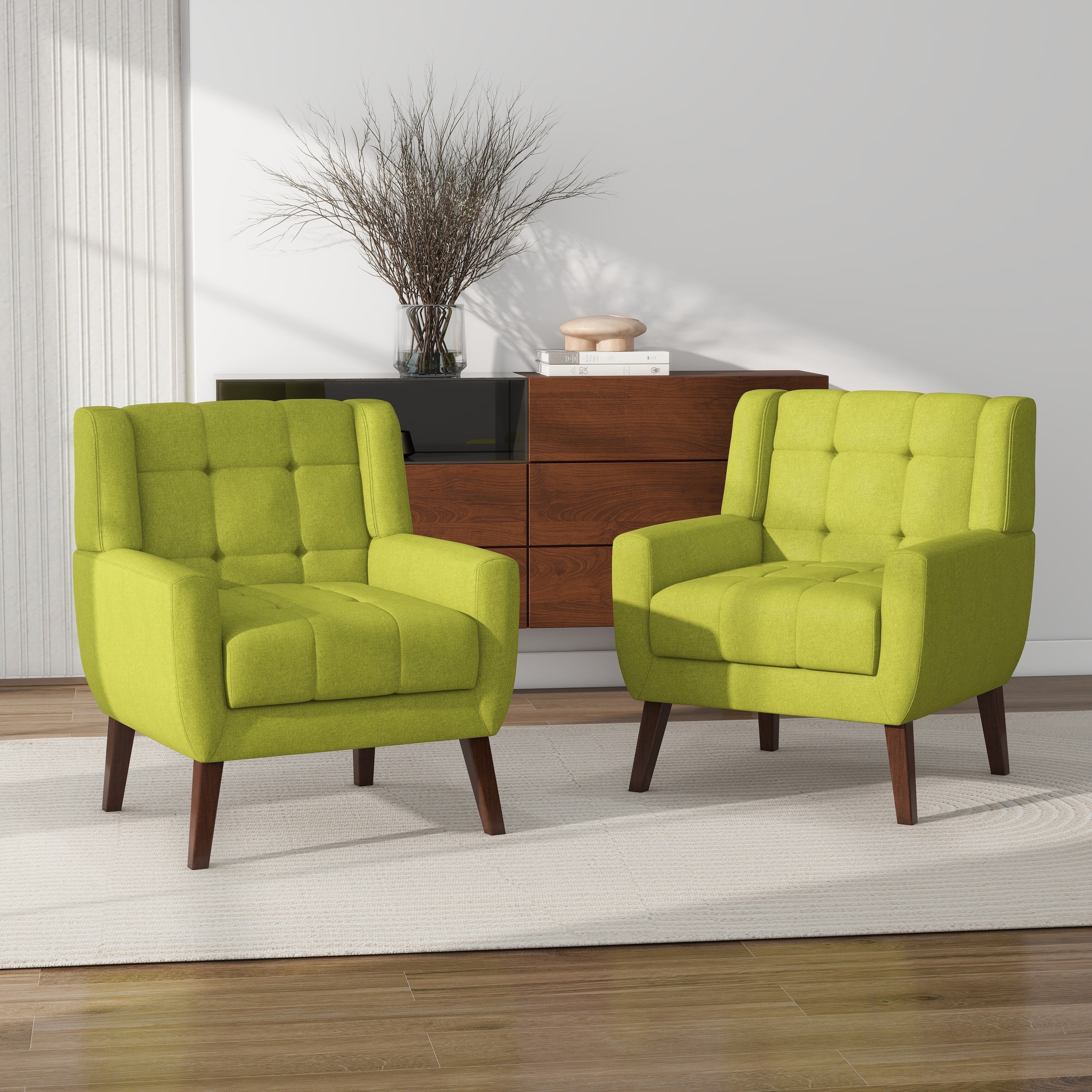 DREAMSIDEA Modern Button Tufted Accent Chairs Set of 2 Upholstered ...