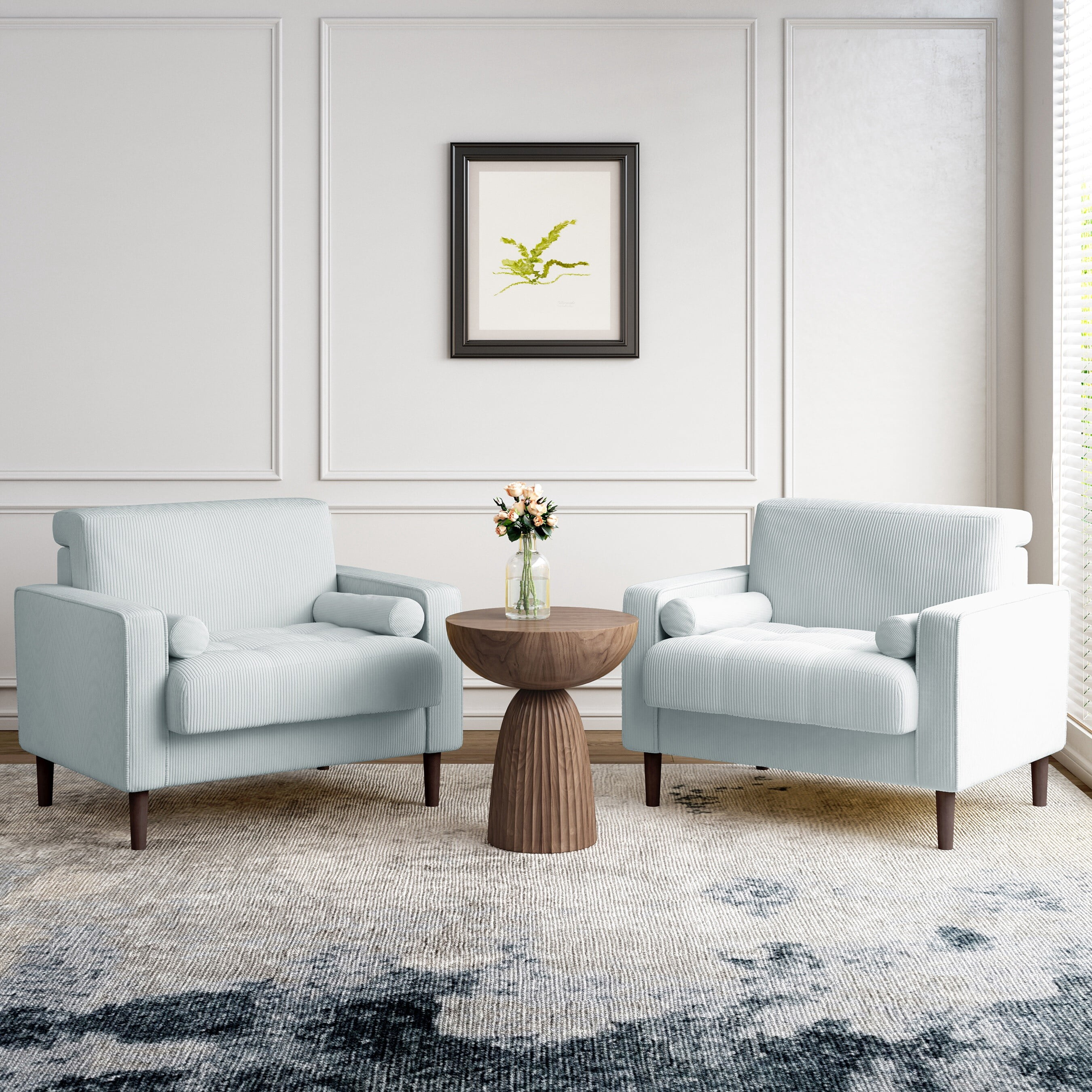 DREAMSIDEA Modern Upholstered Corduroy Accent Chairs Set of 2,Comfy ...