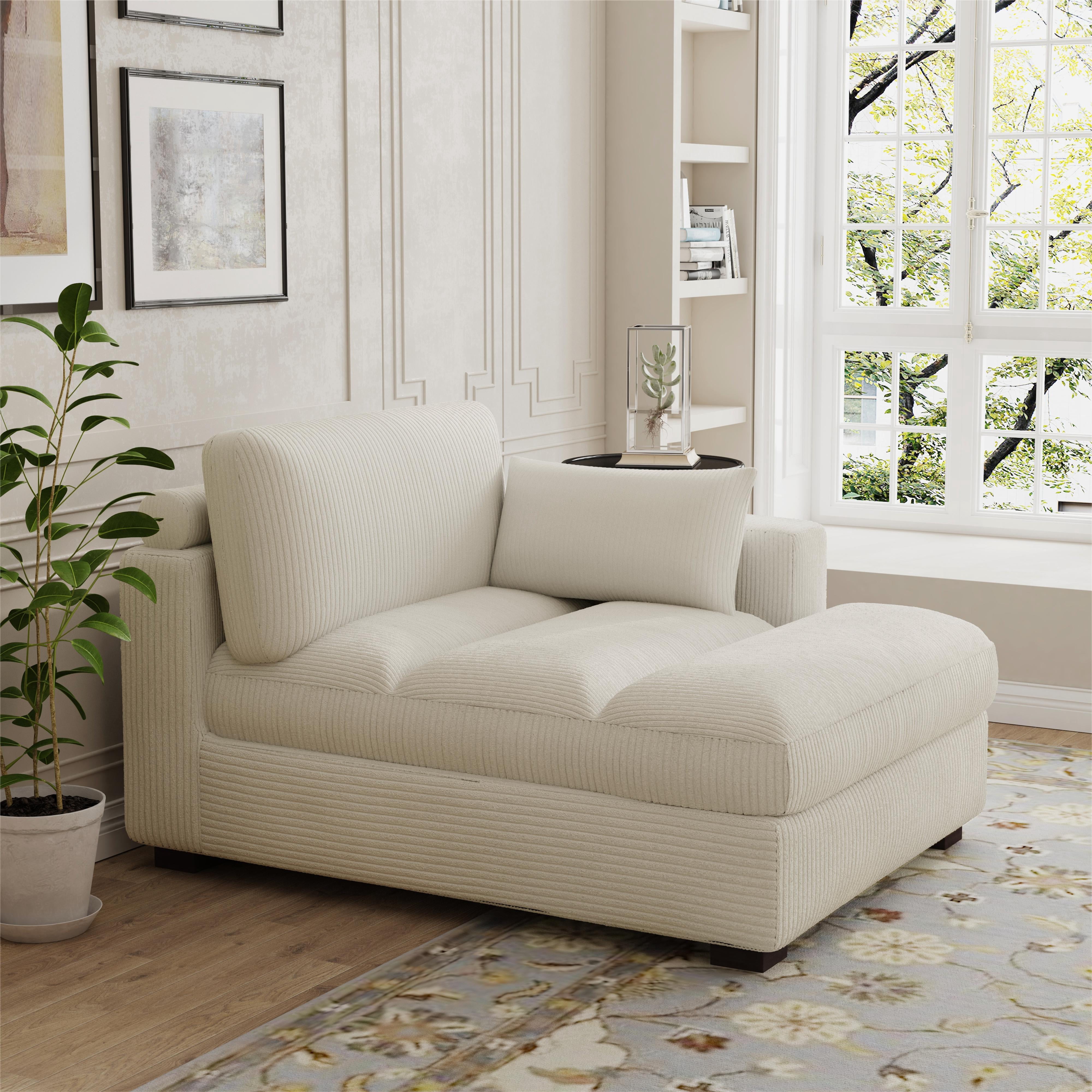 DREAMSIDEA Oversized Chaise Lounge for Living Room Modern Corduroy Sofa ...
