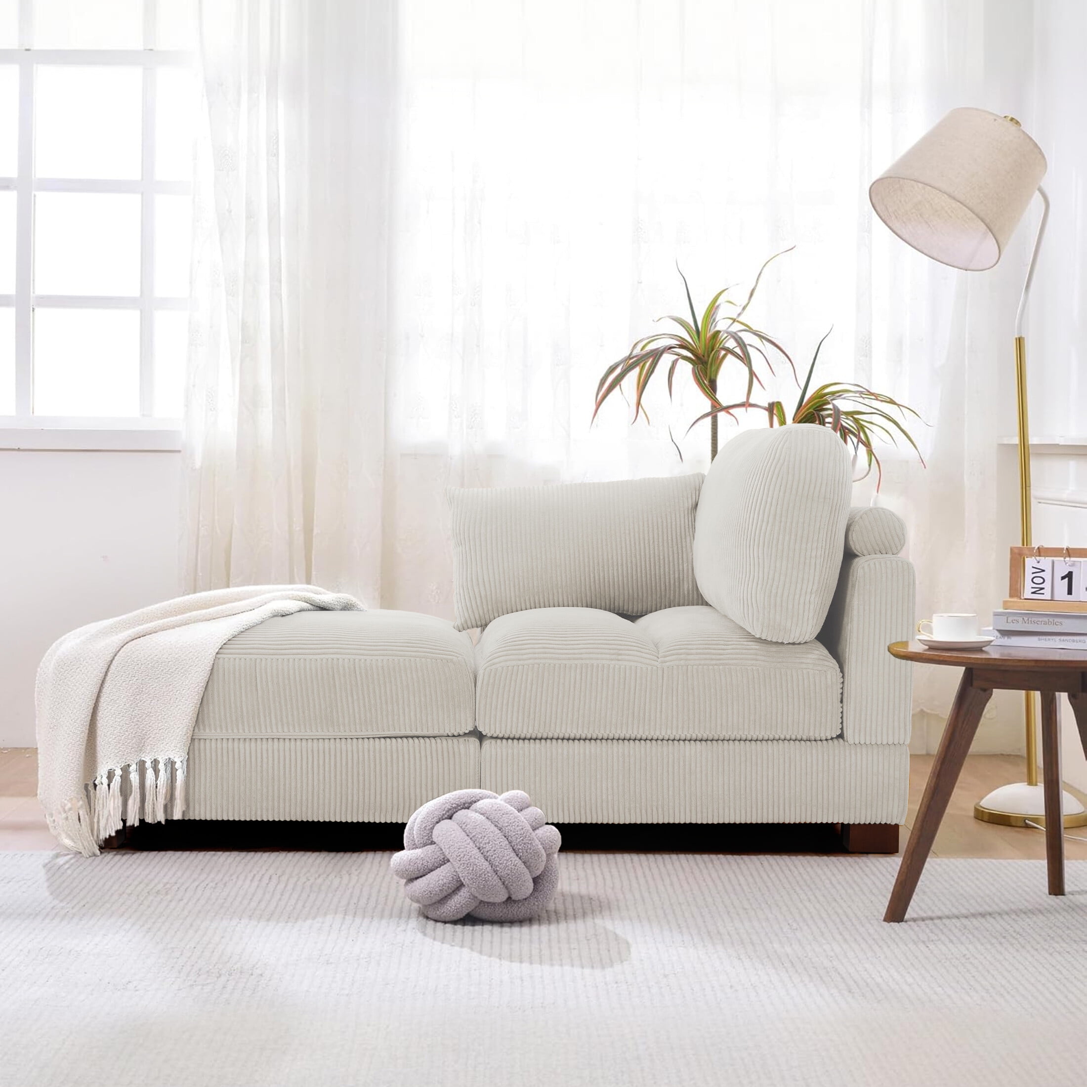 DREAMSIDEA Oversized Chaise Lounge with Ottoman Living Room, Right Arm ...