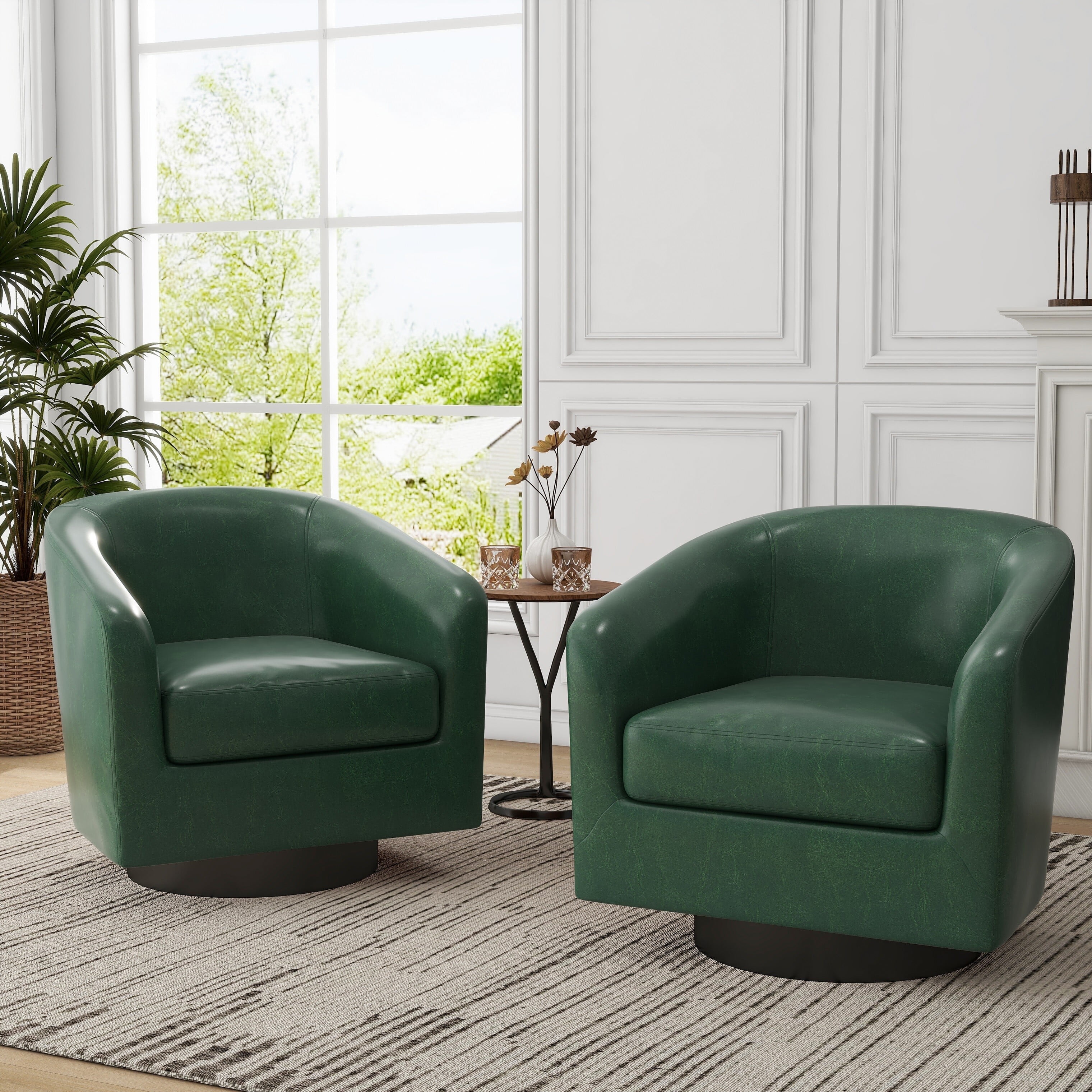 DREAMSIDEA PU Leather Swivel Barrel Club Chair, Modern Accent Chairs ...