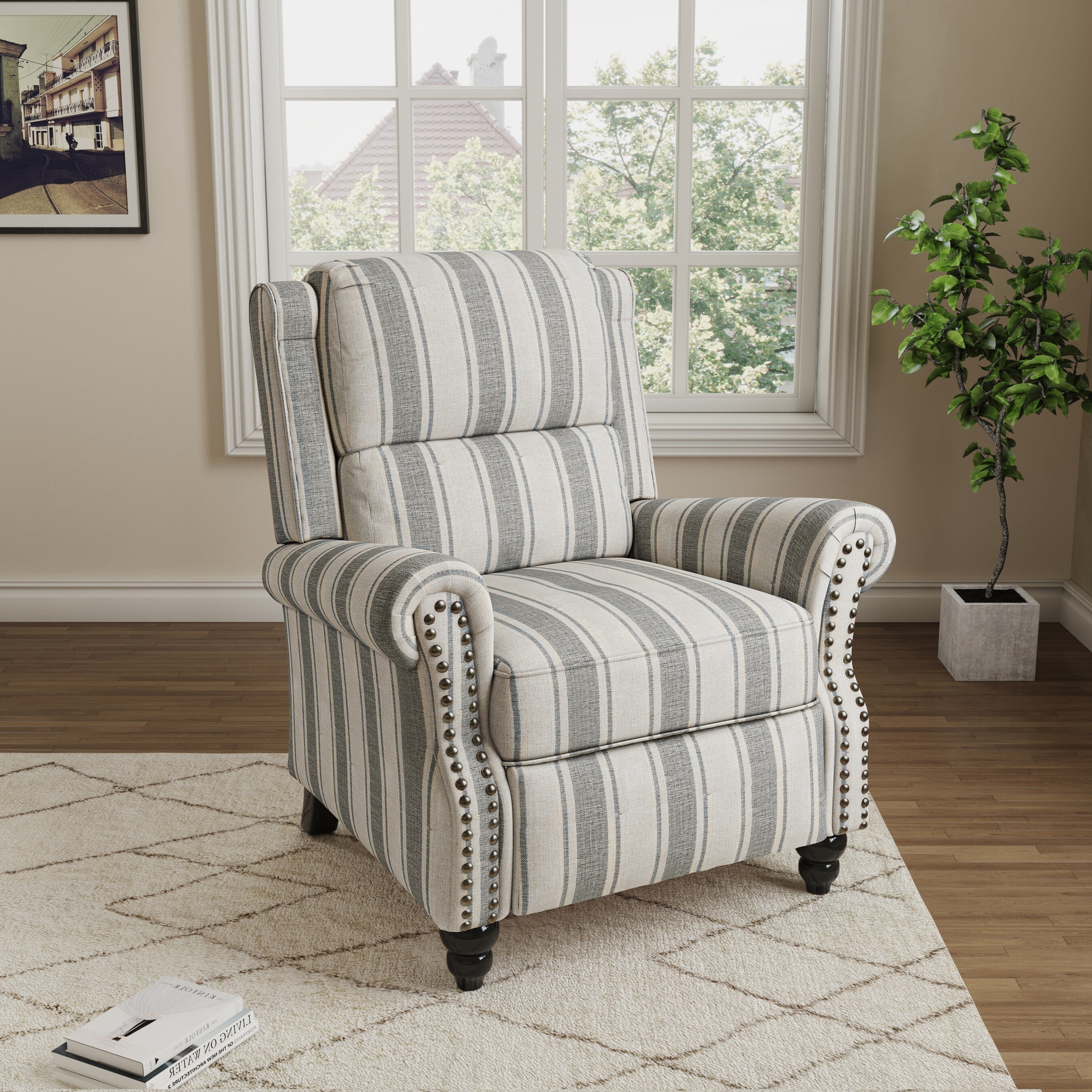 DREAMSIDEA Pushback Recliner Chair, Fabric Accent Armchair, Home ...
