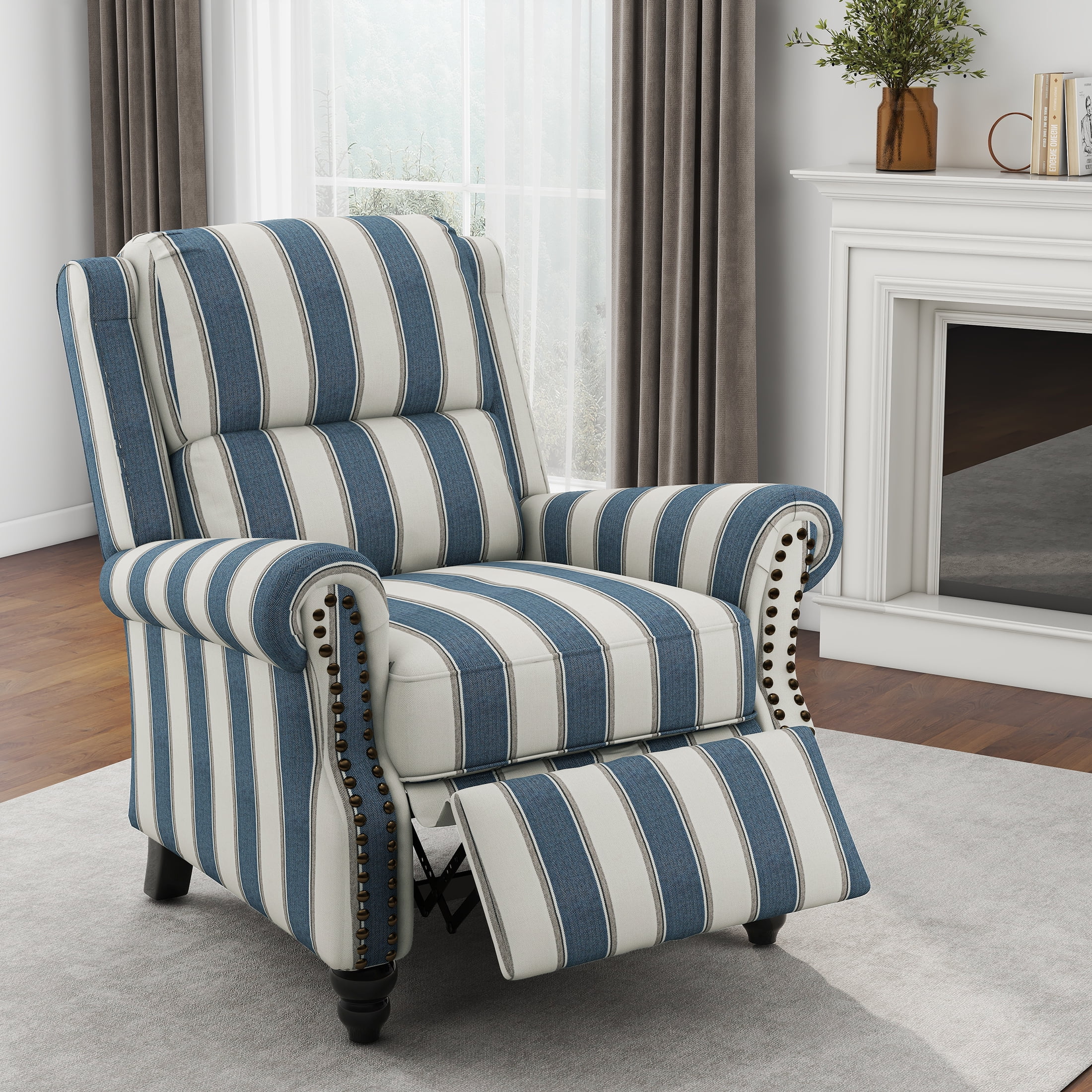DREAMSIDEA Pushback Recliner Chair, Fabric Accent Armchair, Home ...