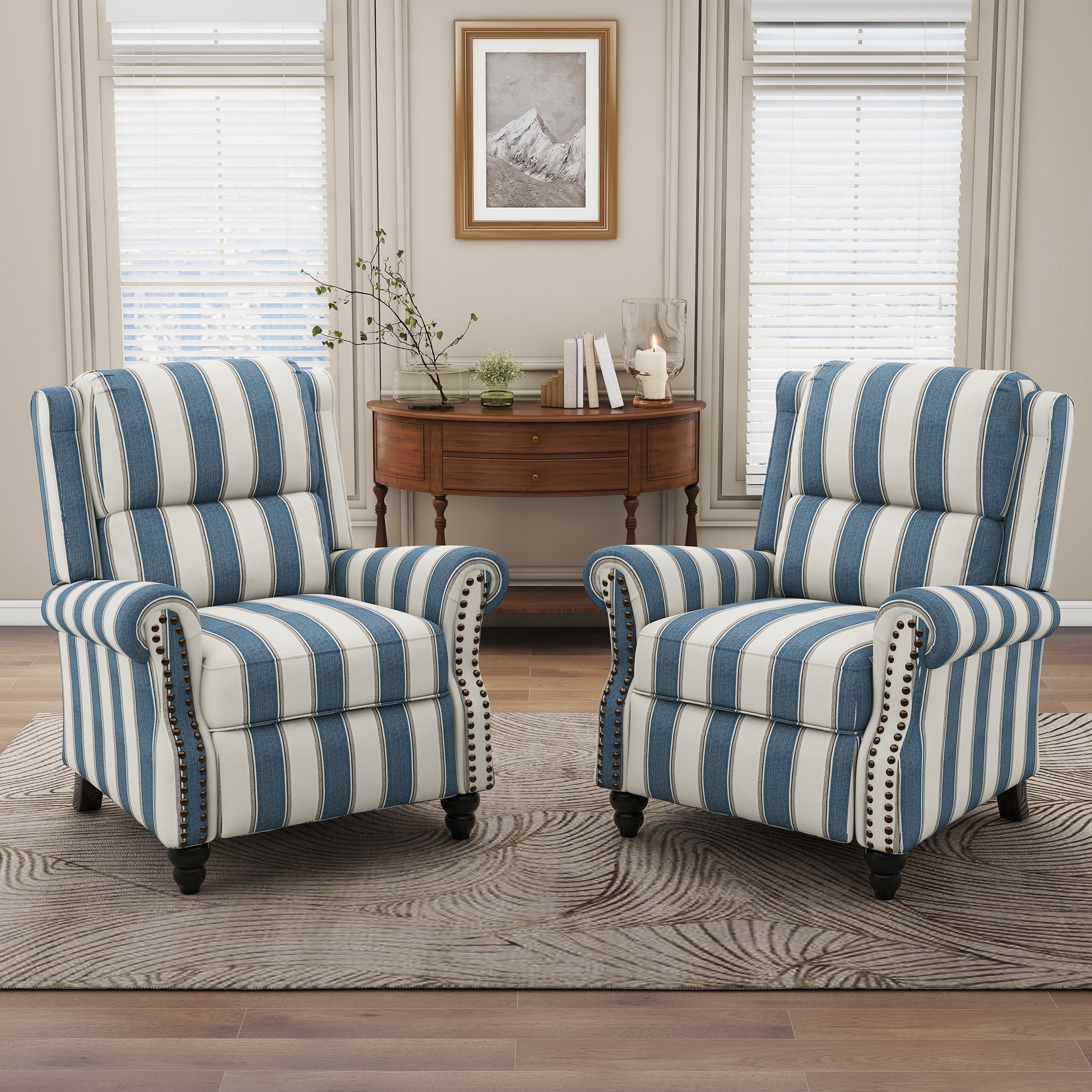 DREAMSIDEA Pushback Recliner Chair Sets of 2, Fabric Accent Armchair ...
