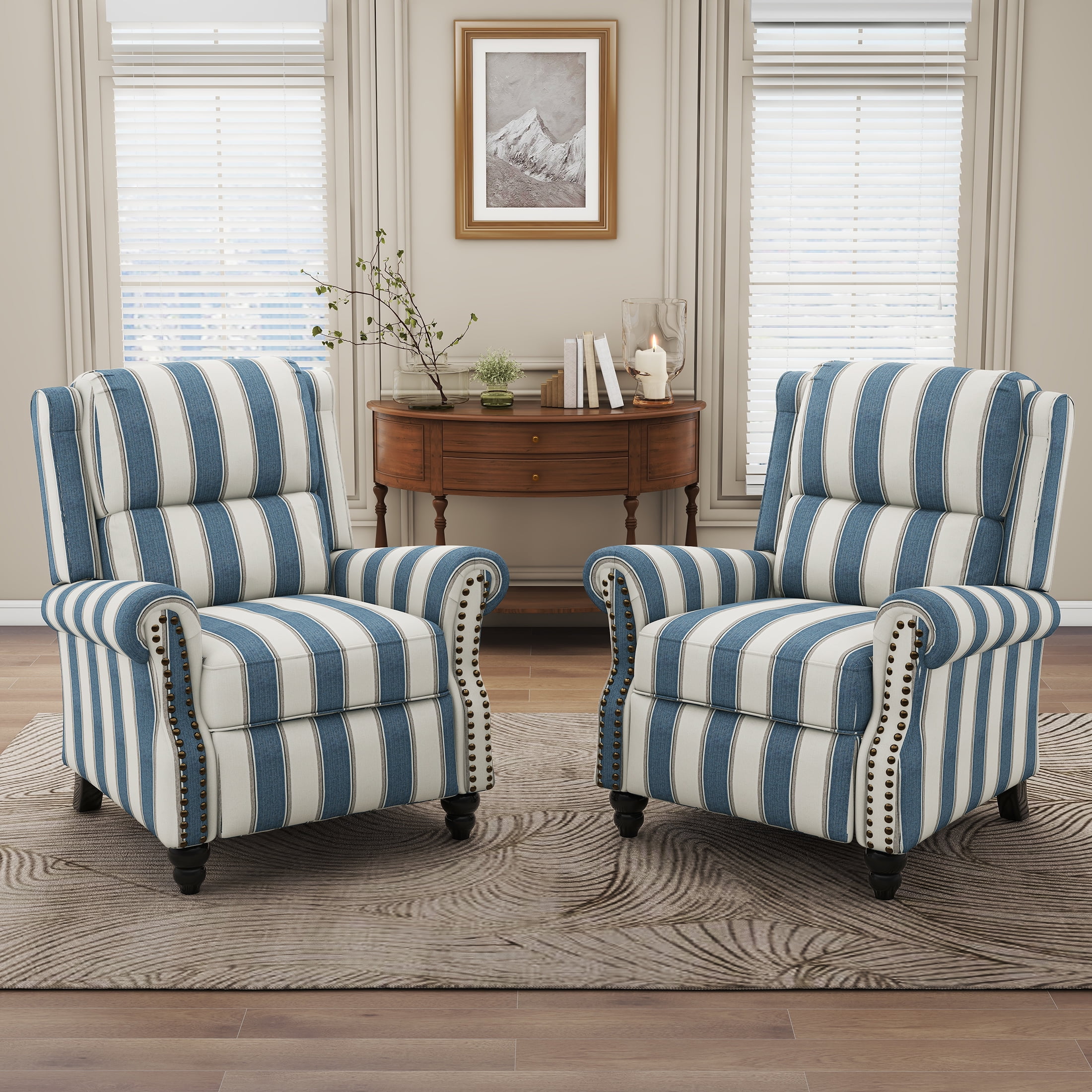 DREAMSIDEA Pushback Recliner Chair Sets of 2, Fabric Accent Armchair ...