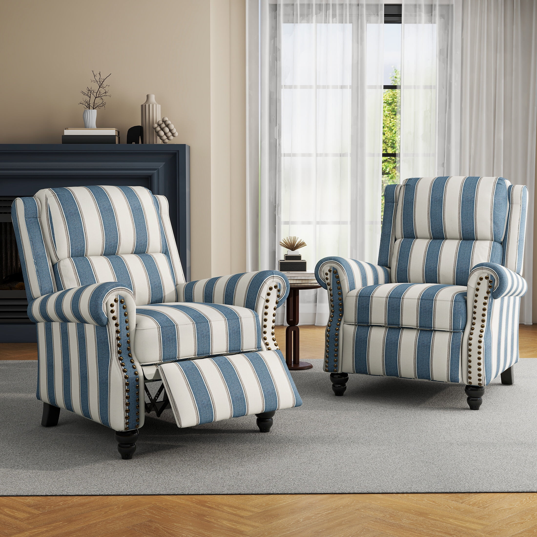 DREAMSIDEA Pushback Recliner Chair Sets of 2, Fabric Accent Armchair ...