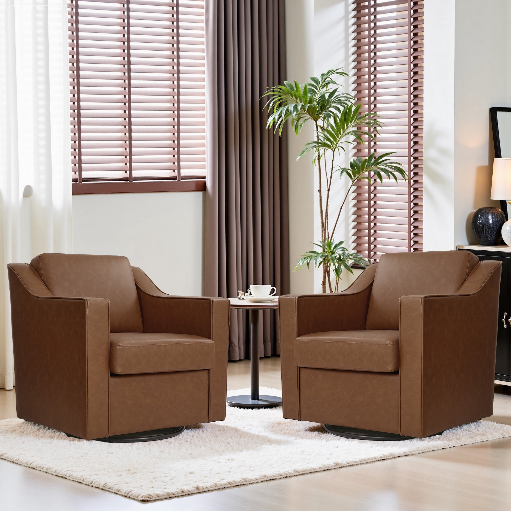 DREAMSIDEA Swivel Accent Chair, Swivel Barrel Chair, Upholstered Comfy ...