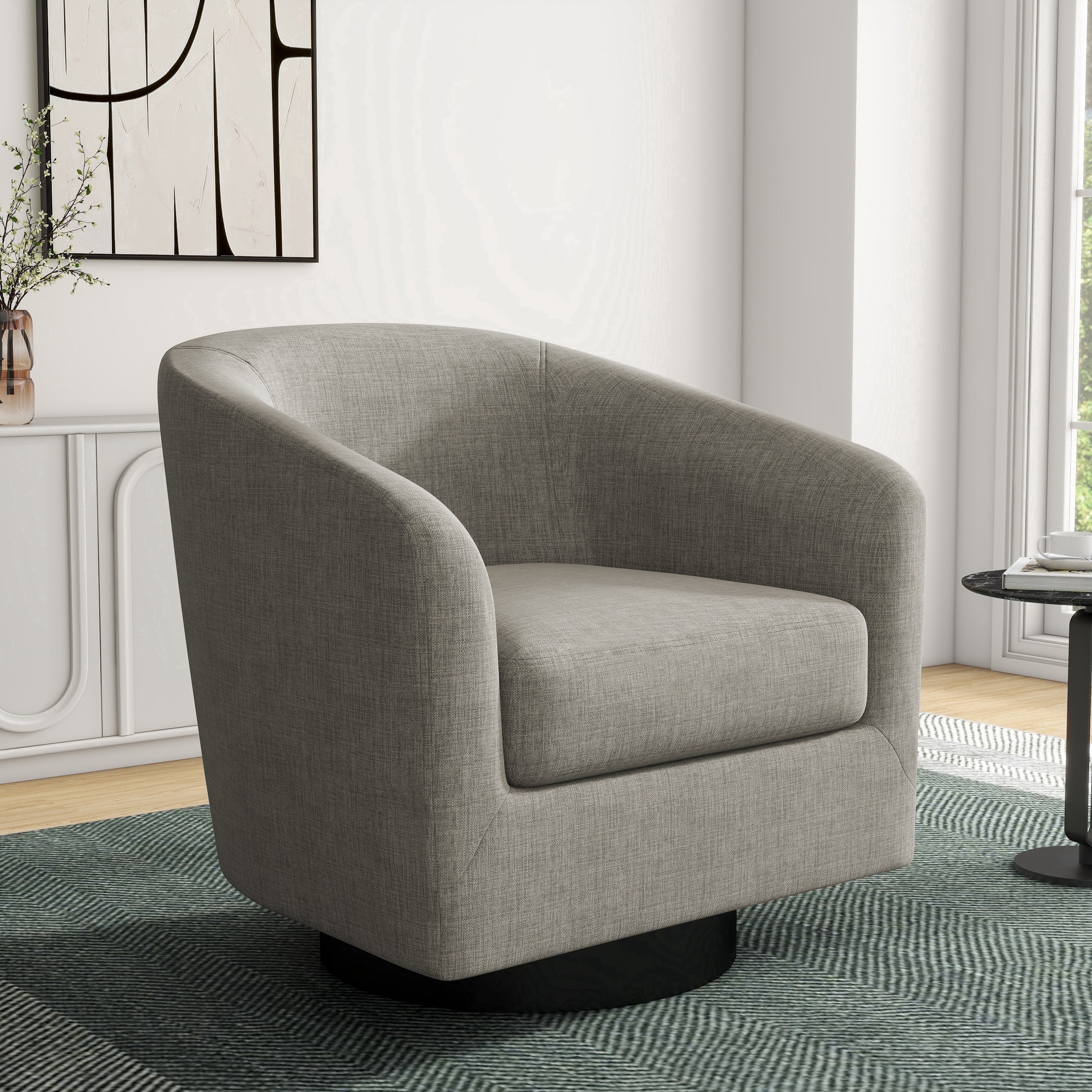 DREAMSIDEA Swivel Barrel Accent Chair, Modern Upholstered Living Room ...