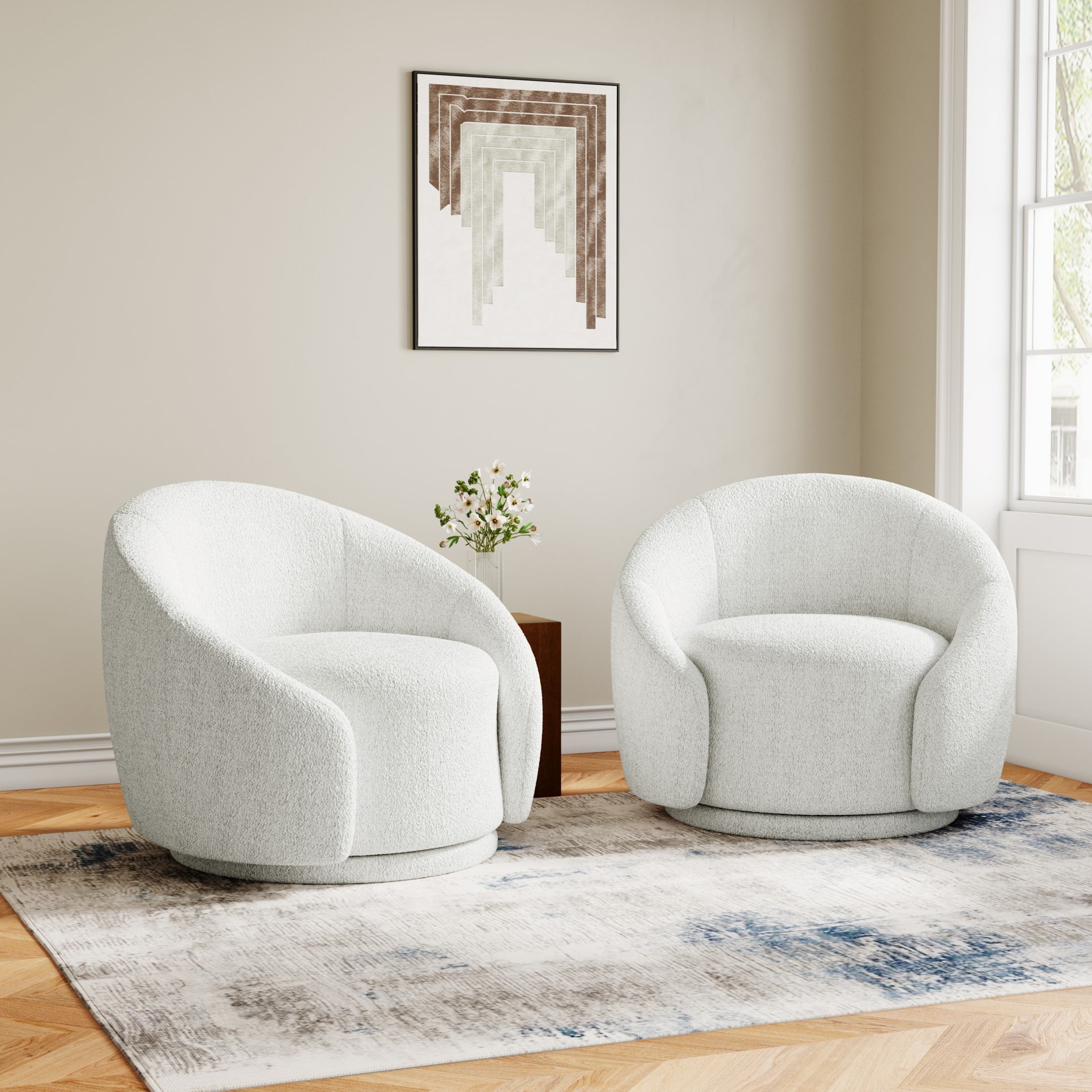 DREAMSIDEA Swivel Barrel Accent Chair Sets of 2, Modern Upholstered ...