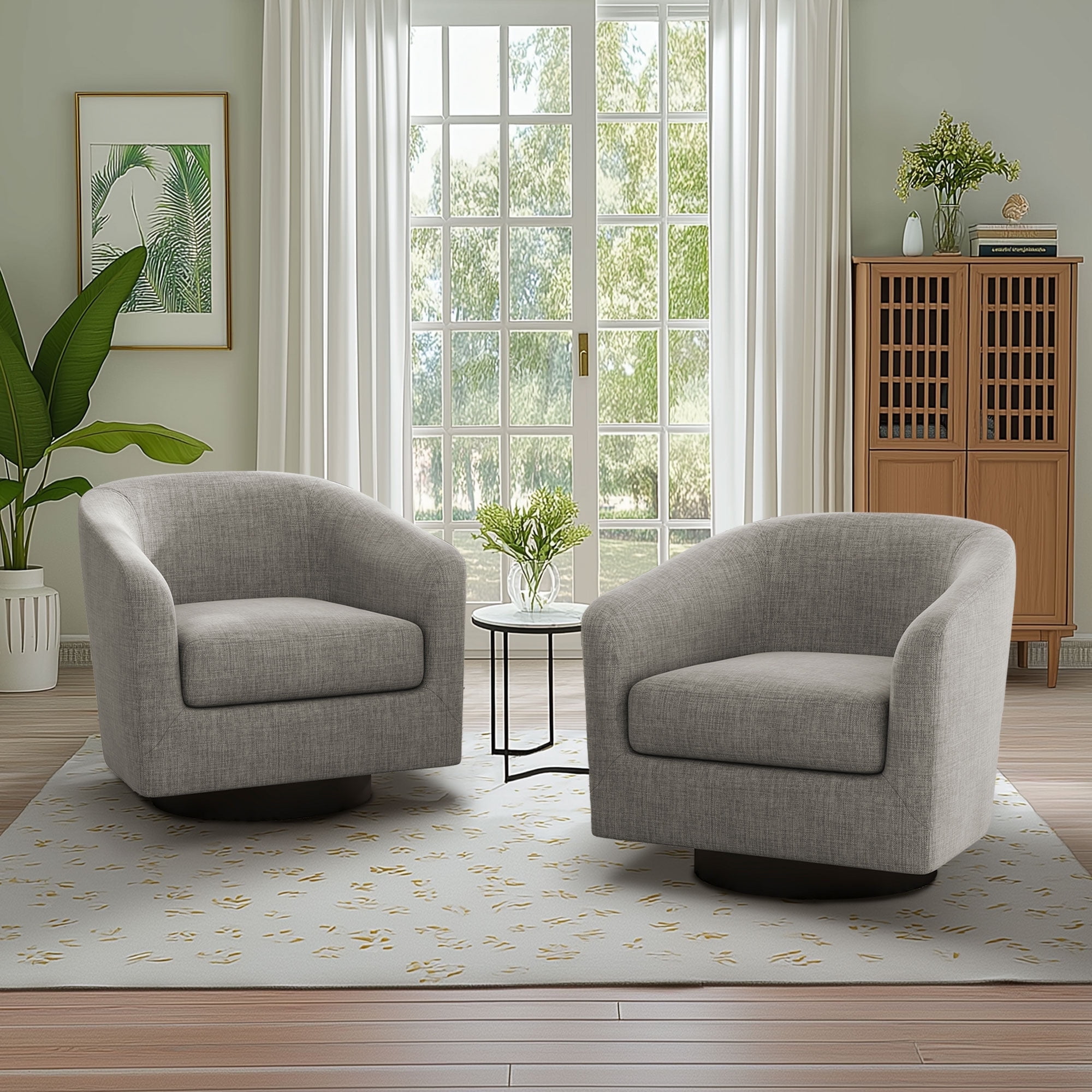 DREAMSIDEA Swivel Barrel Accent Chairs Set of 2, Modern Upholstered ...