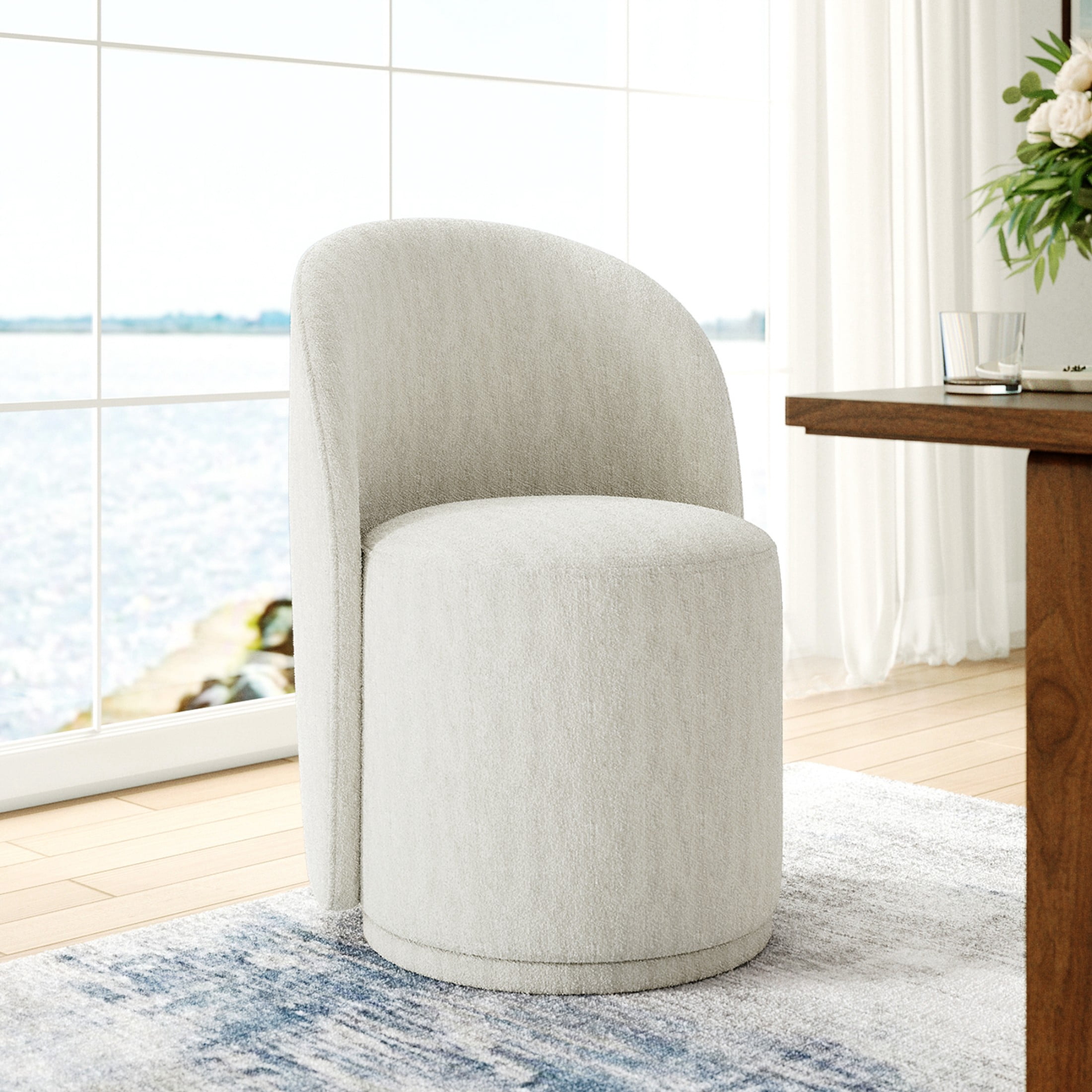 DREAMSIDEA Swivel Dining Chair, Upholstered Barrel Accent Chair for ...