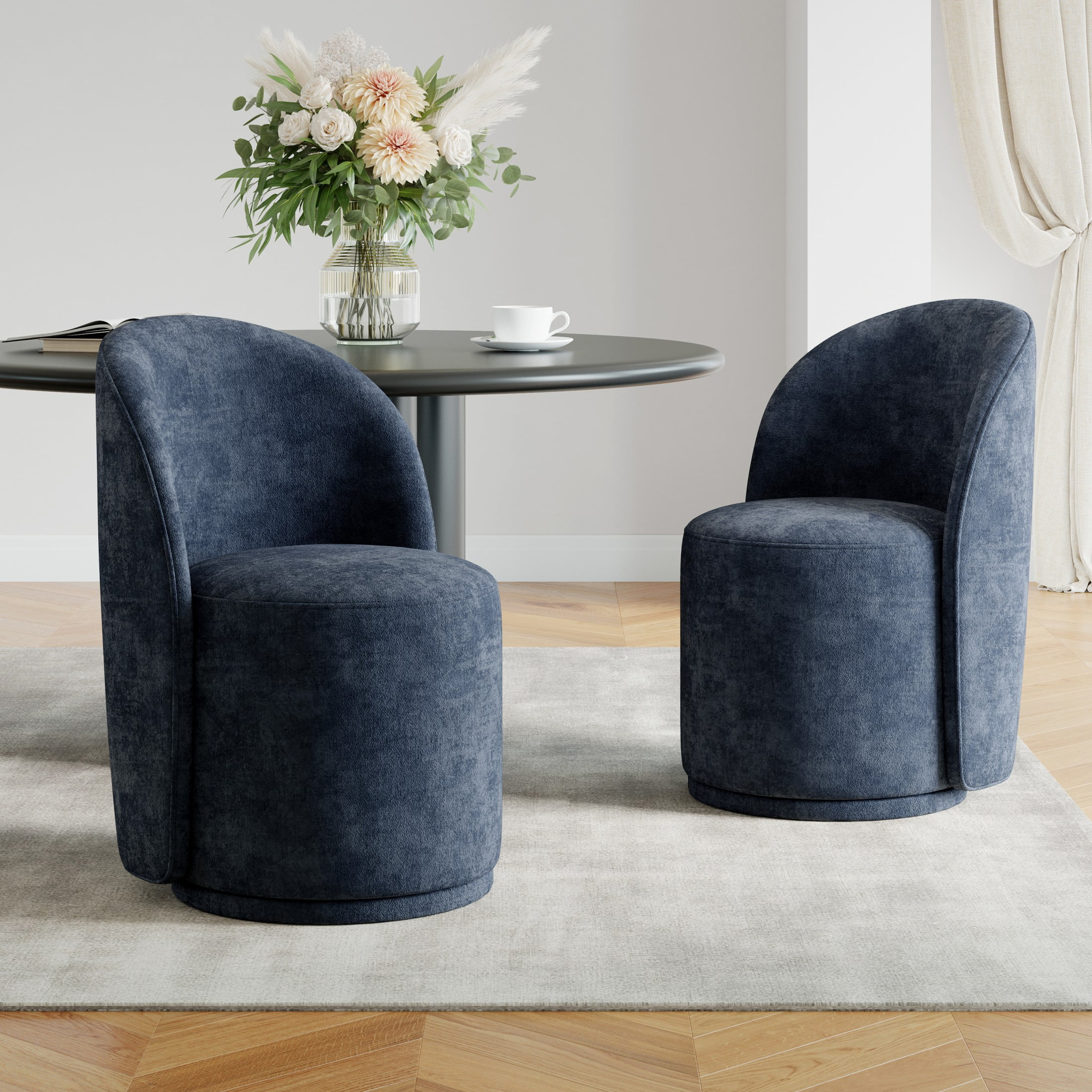DREAMSIDEA Swivel Dining Chair, Upholstered Barrel Accent Chair for ...