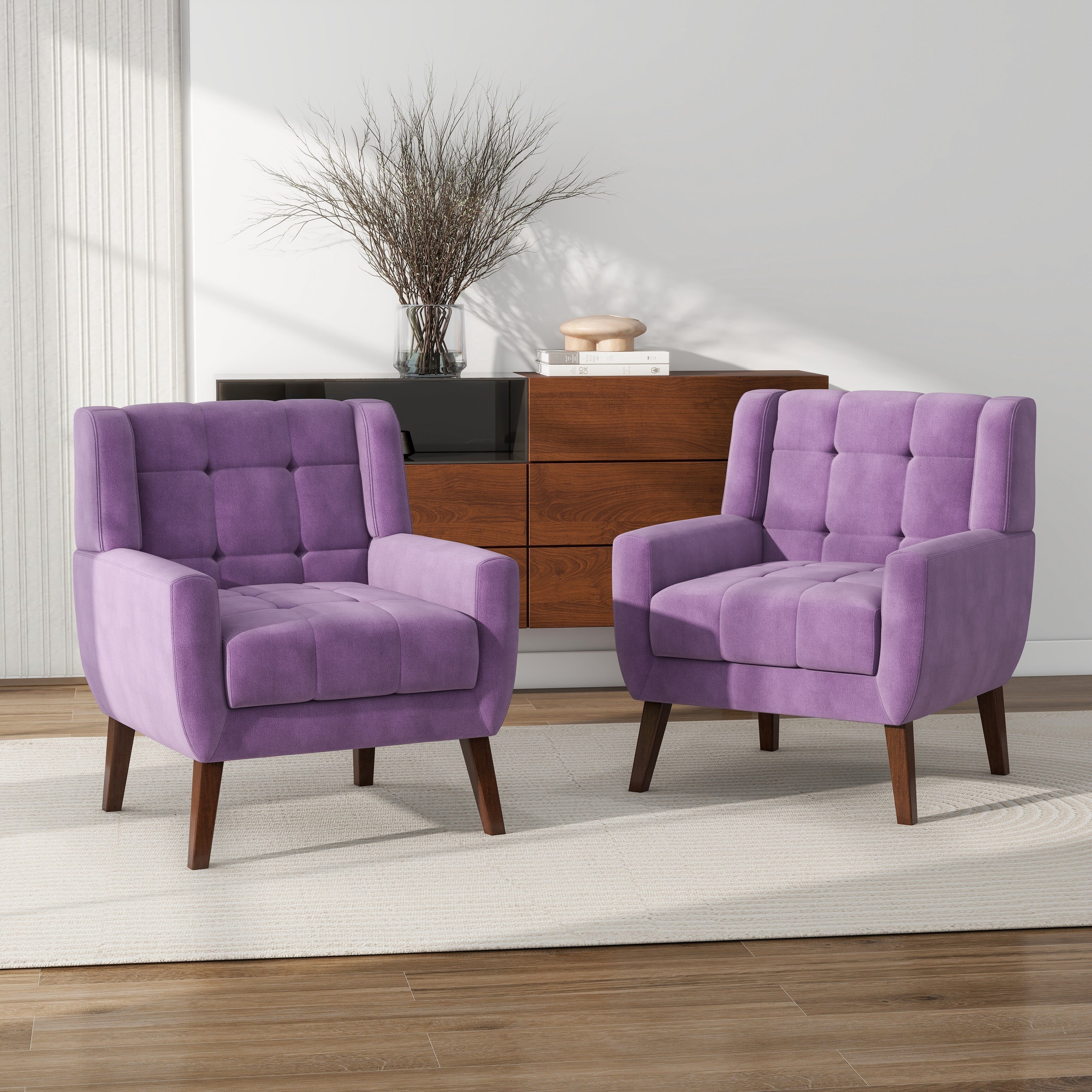 DREAMSIDEA Velvet Accent Chairs Set of 2 Living Room, Modern ...