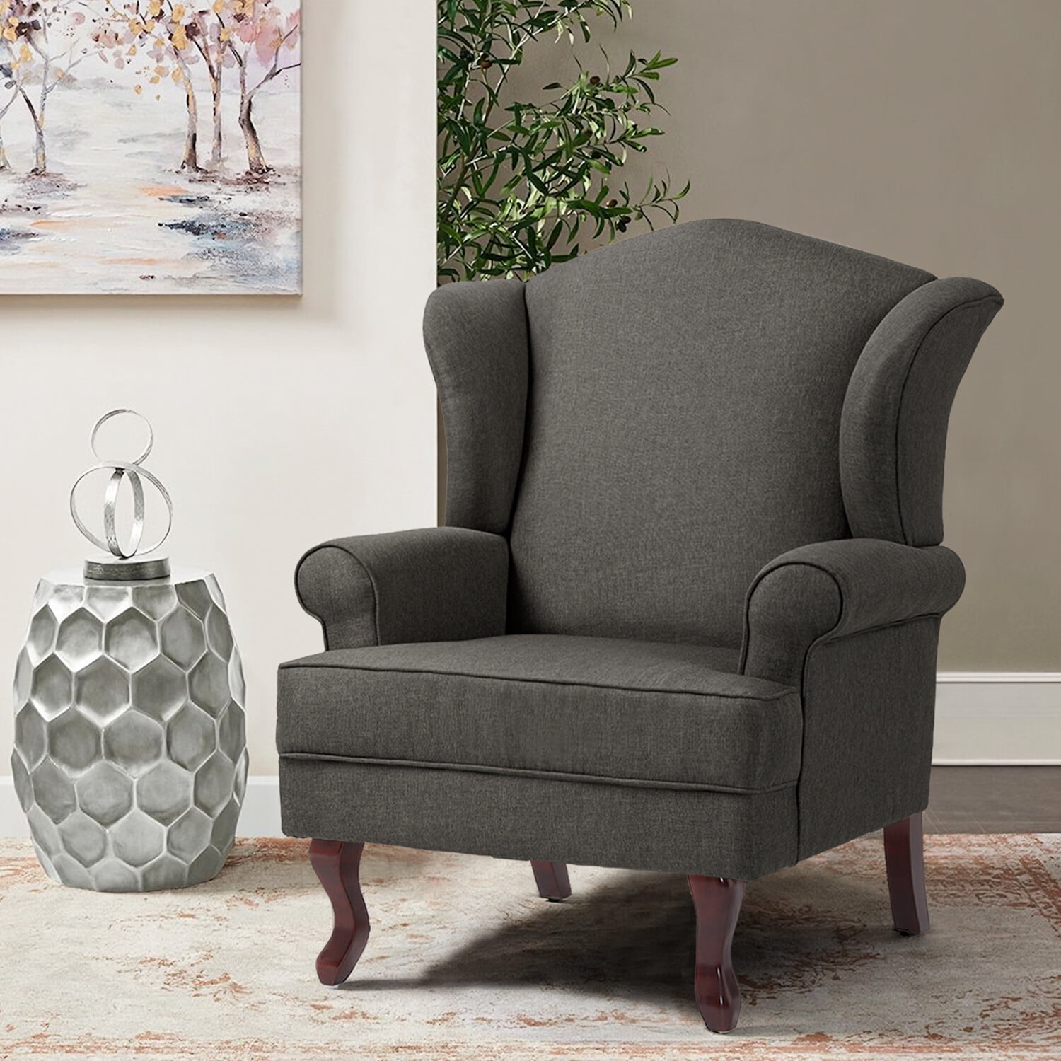 DREAMSIDEA Wingback Accent Chair High Back Accent Armchair for Living ...