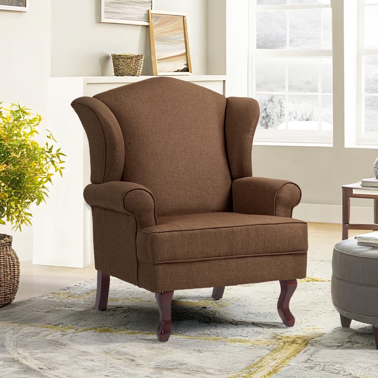 DREAMSIDEA Wingback Accent Chair for Living Room High Back Accent ...