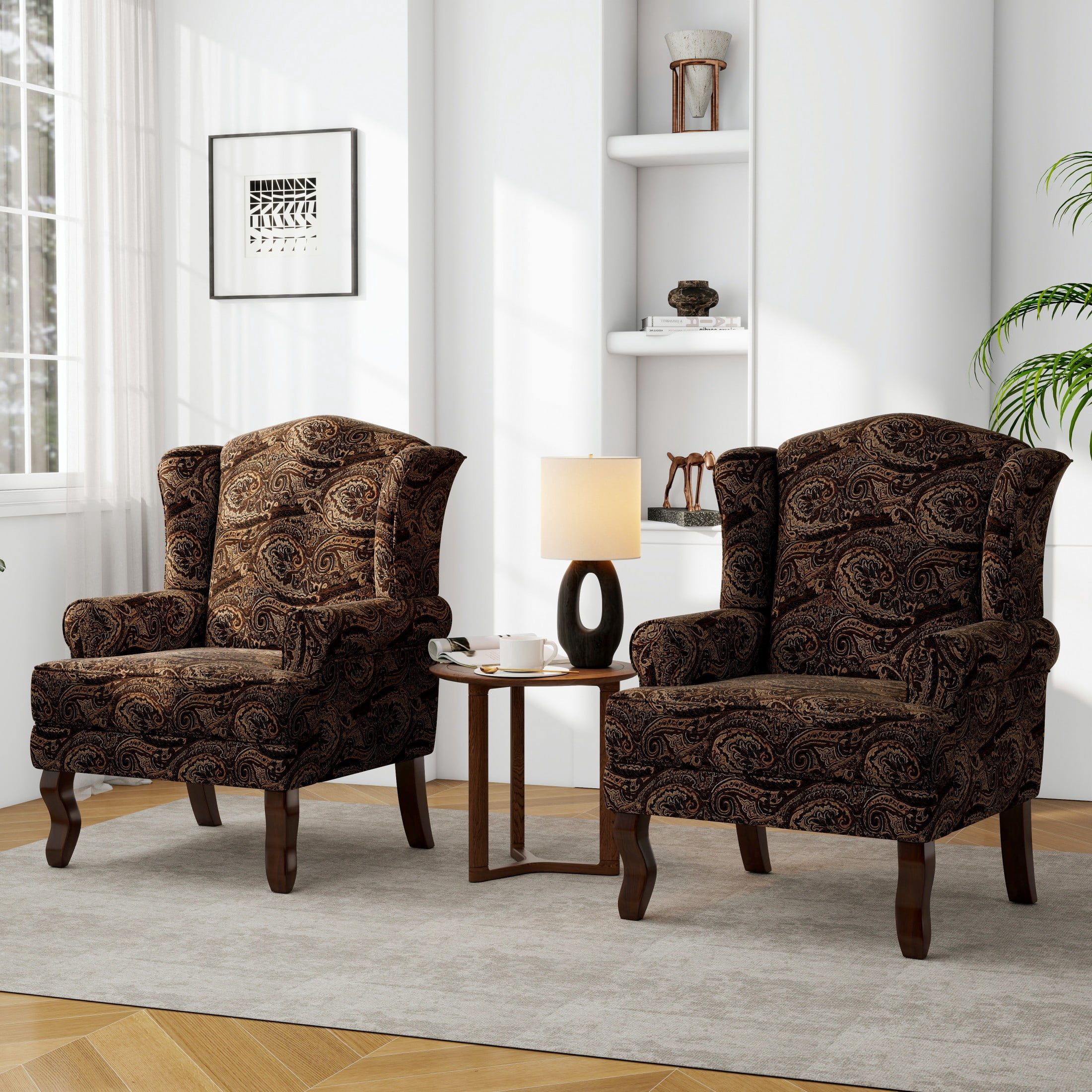 DREAMSIDEA Wingback Accent Chairs Set of 2 High Back Accent Armchair ...